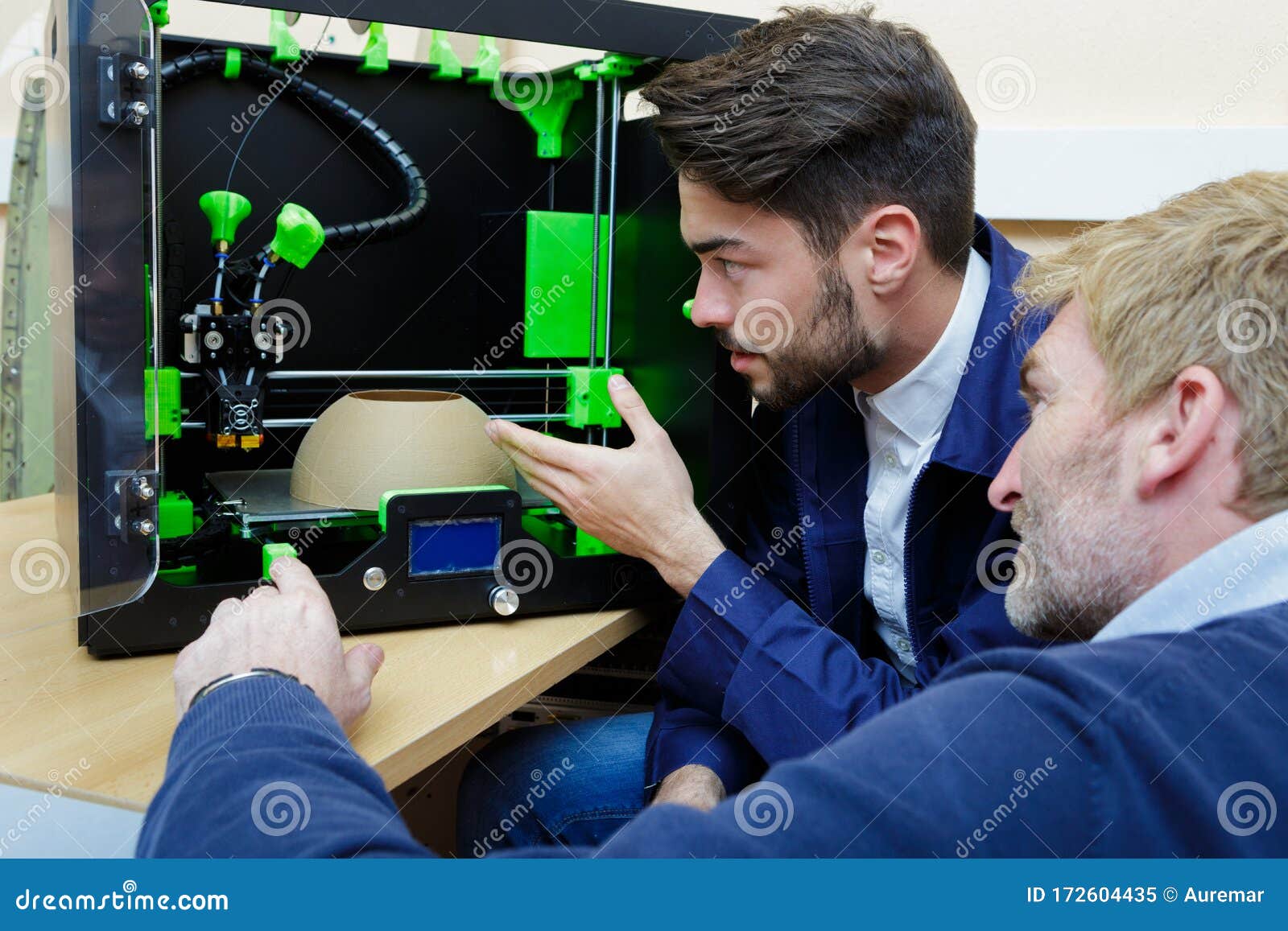 Two Male Engineers Working with 3d Printer Stock Image - Image of ...