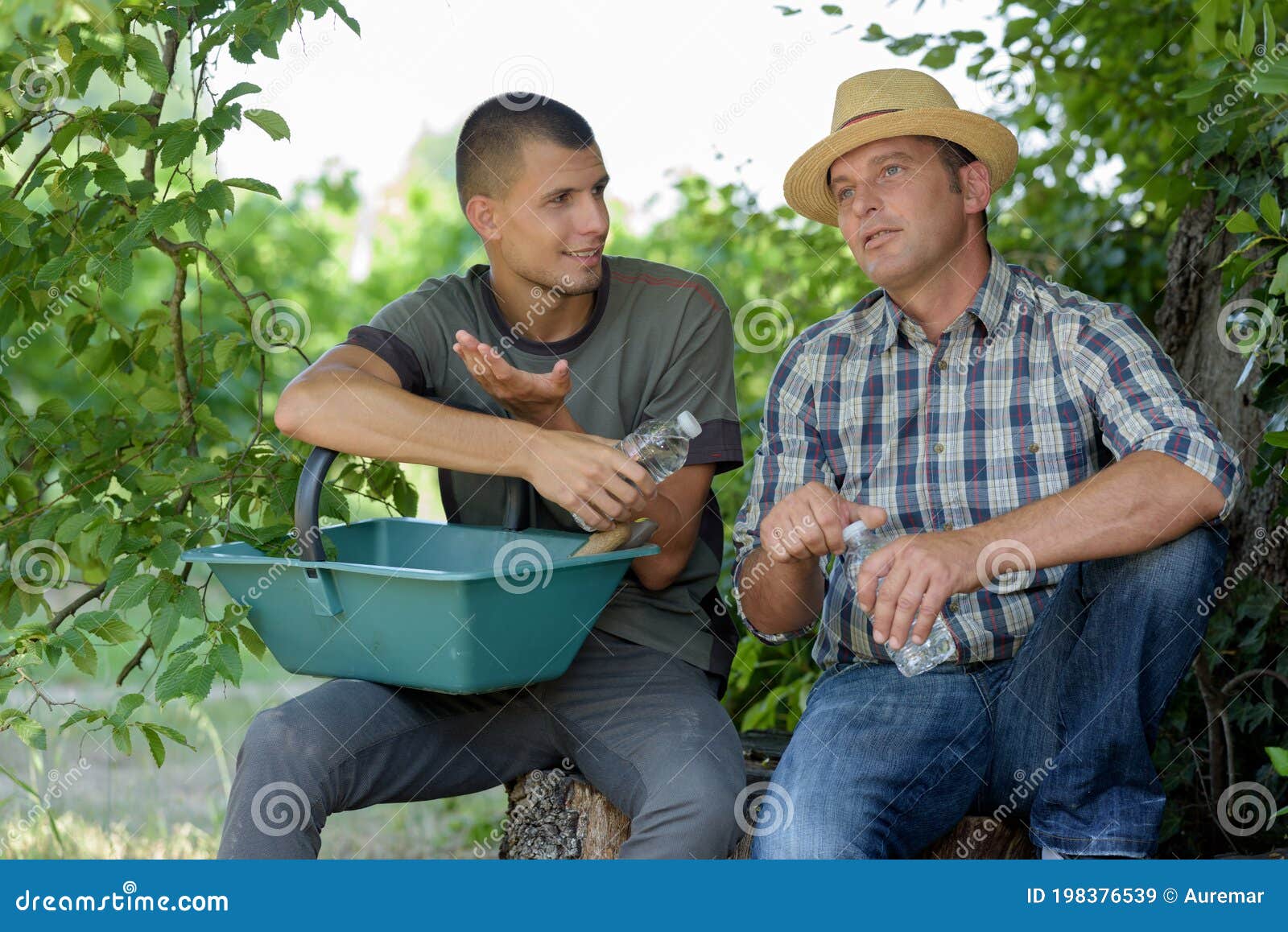 Two Male Farmers Having Break Stock Image - Image of harvest, farming ...