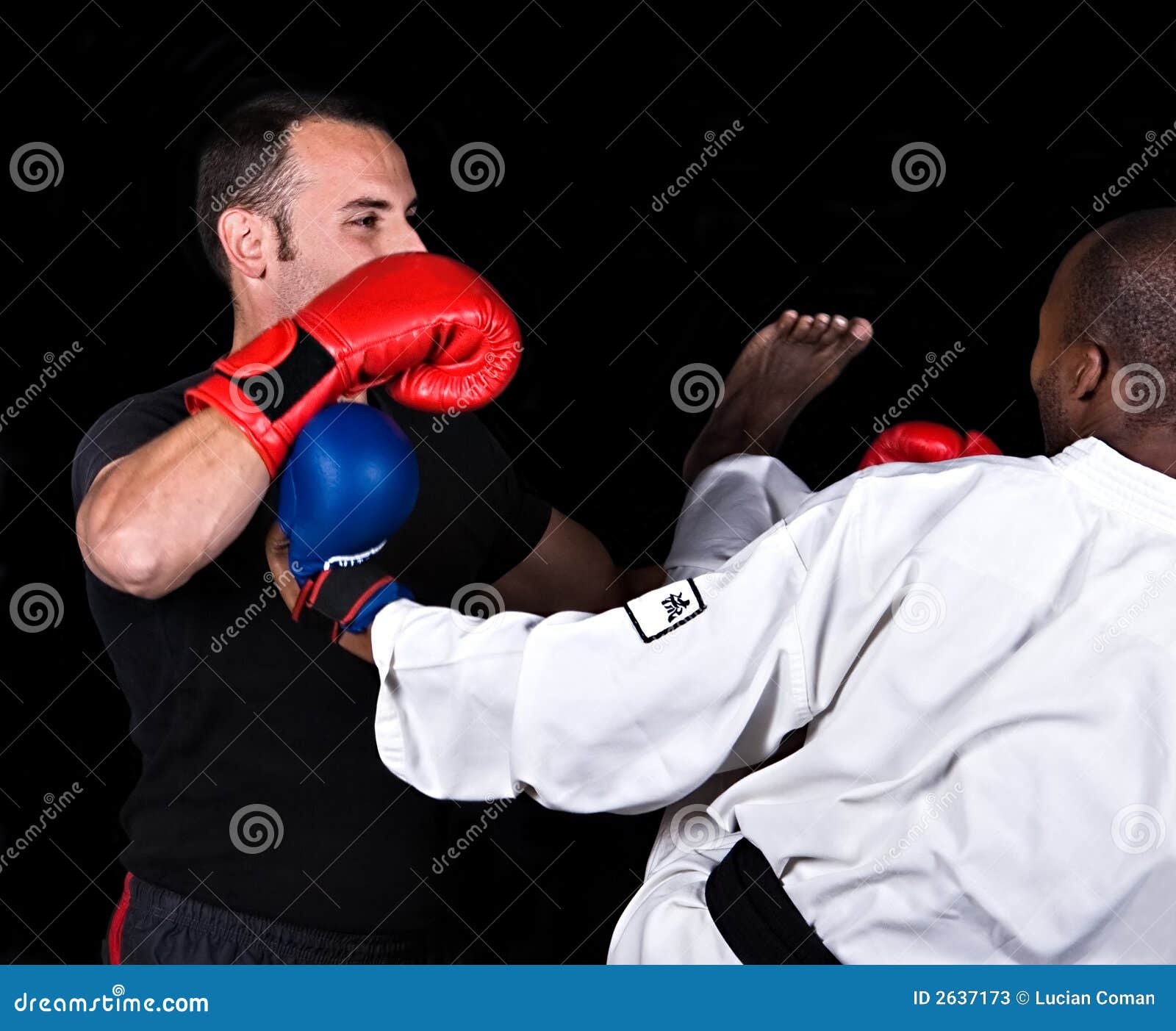 Two male fighters stock image. Image of foot, courage - 2637173