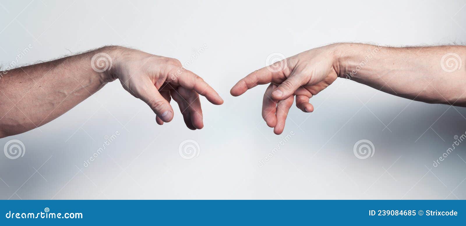 Two Male Hands Posing Like Da Vinci Creation of Adam Masterpiece Stock ...