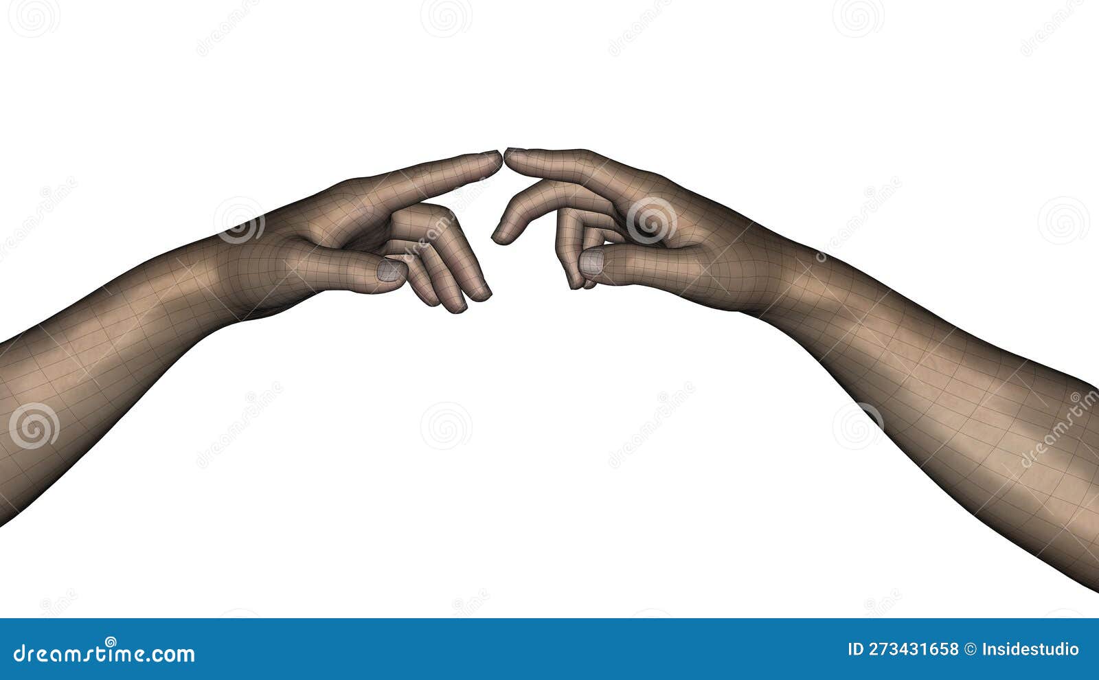 Two Male Hands Touch with Index Fingers on a White Background. Stock ...