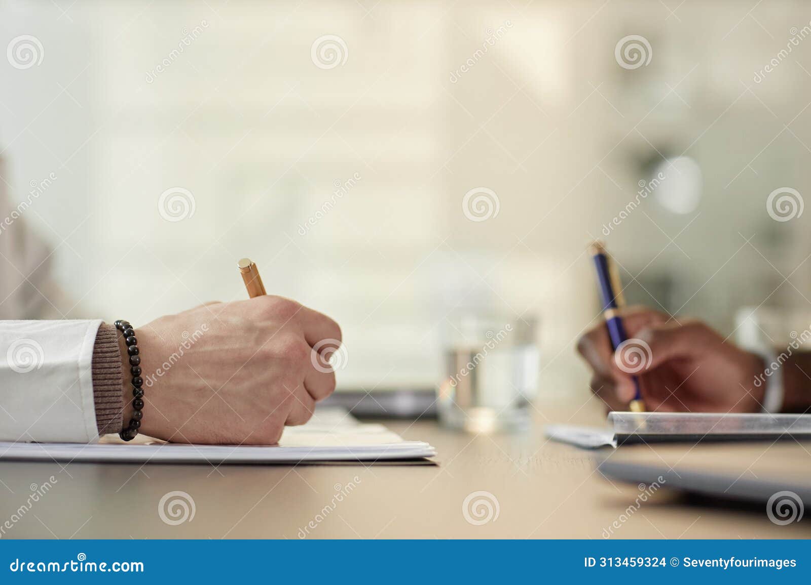 Two Male Hands Writing Notes Stock Photo - Image of unrecognizable ...