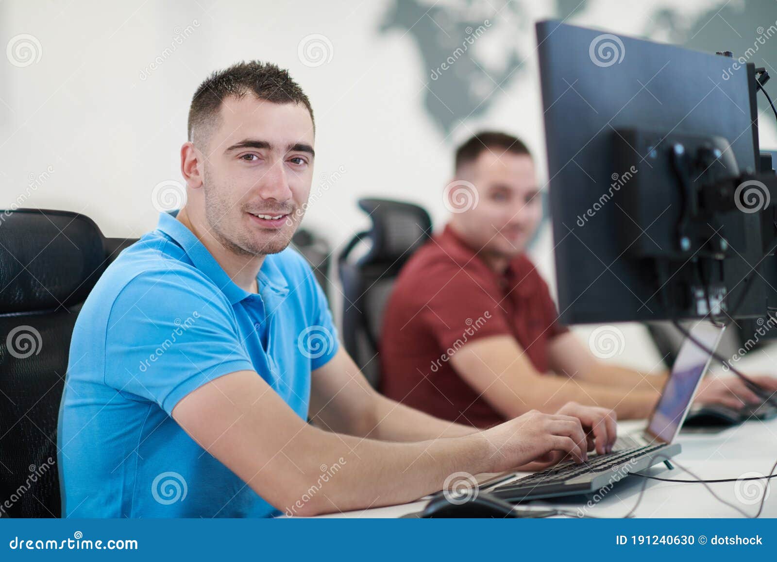 Two Male Software Developers Working on Computer Stock Photo - Image of ...