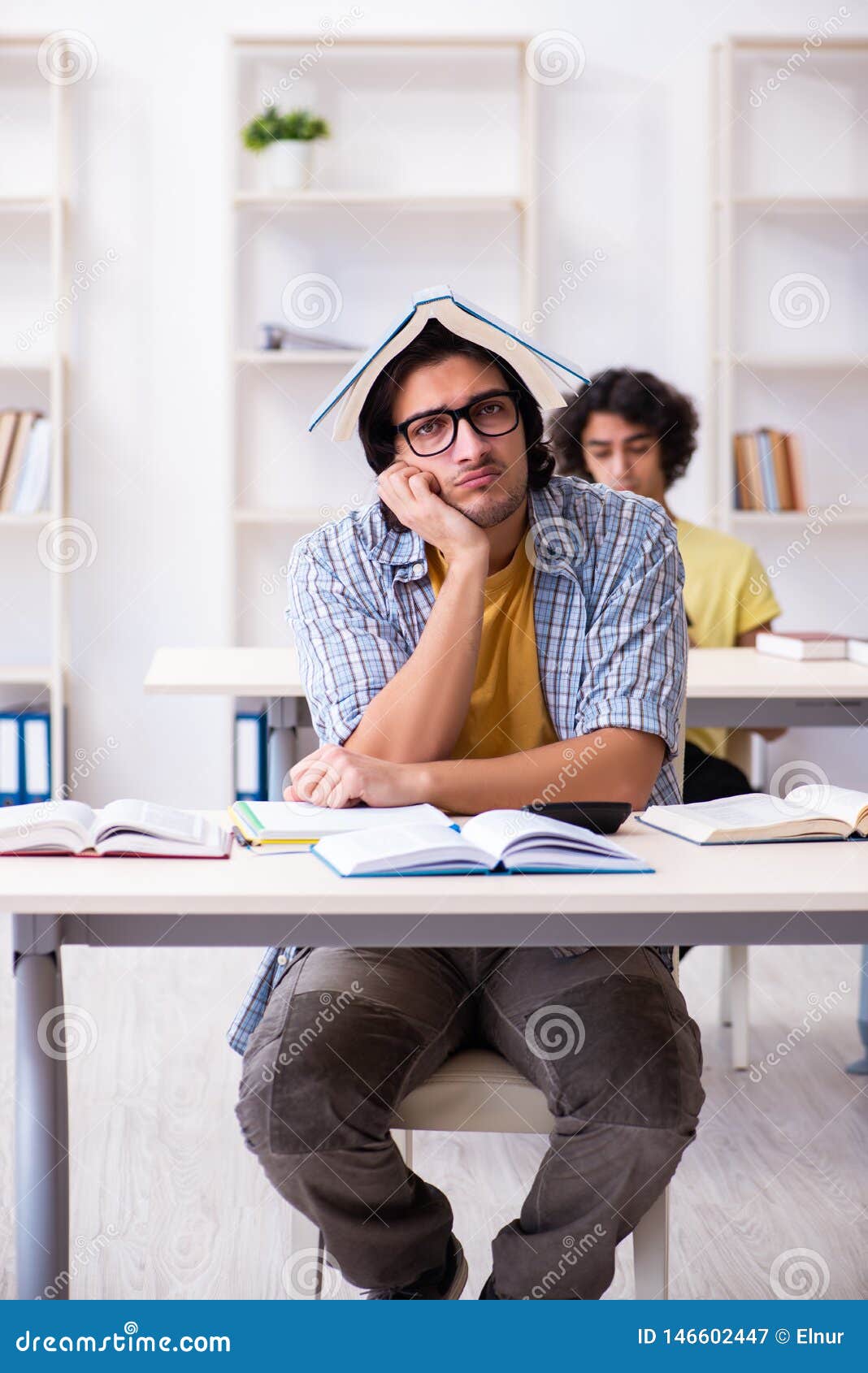 The Two Male Students in the Classroom Stock Image - Image of knowledge ...