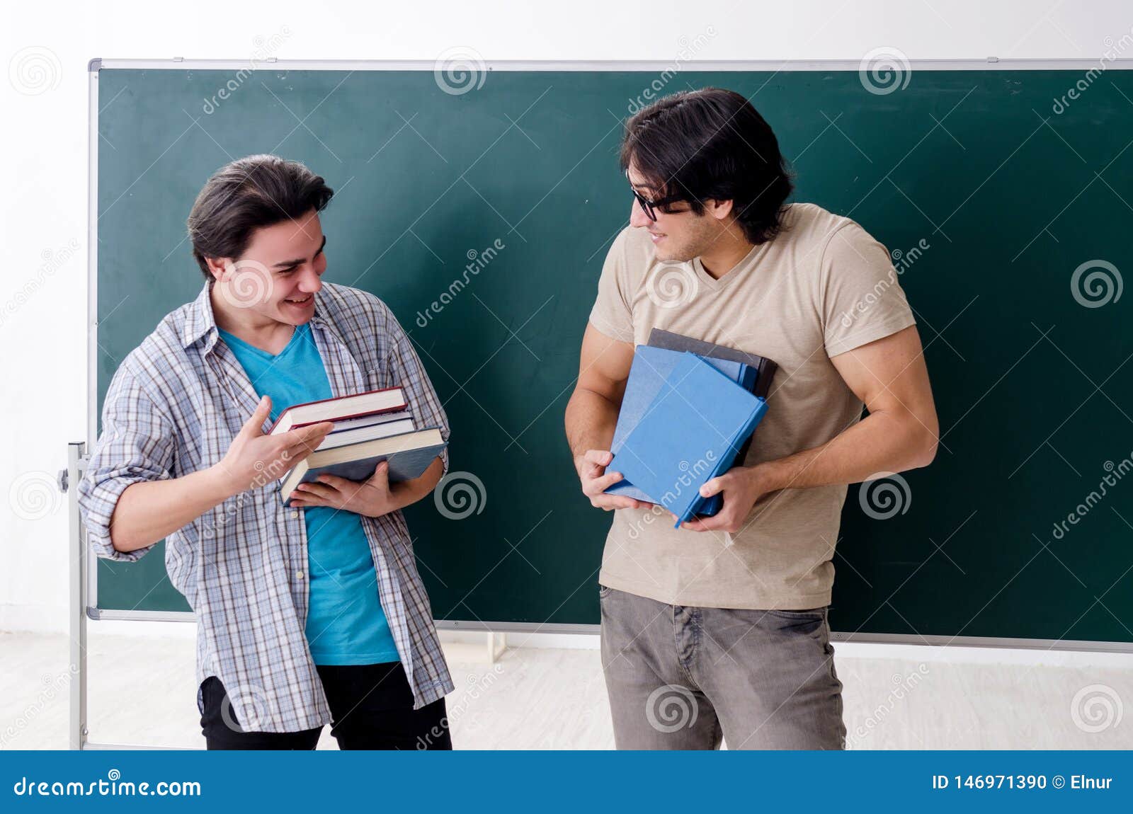 The Two Male Students in the Classroom Stock Photo - Image of happy ...