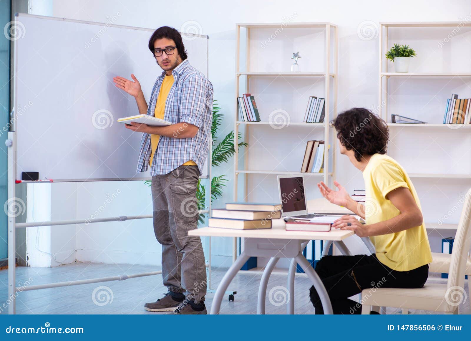 The Two Male Students in the Classroom Stock Photo - Image of education ...