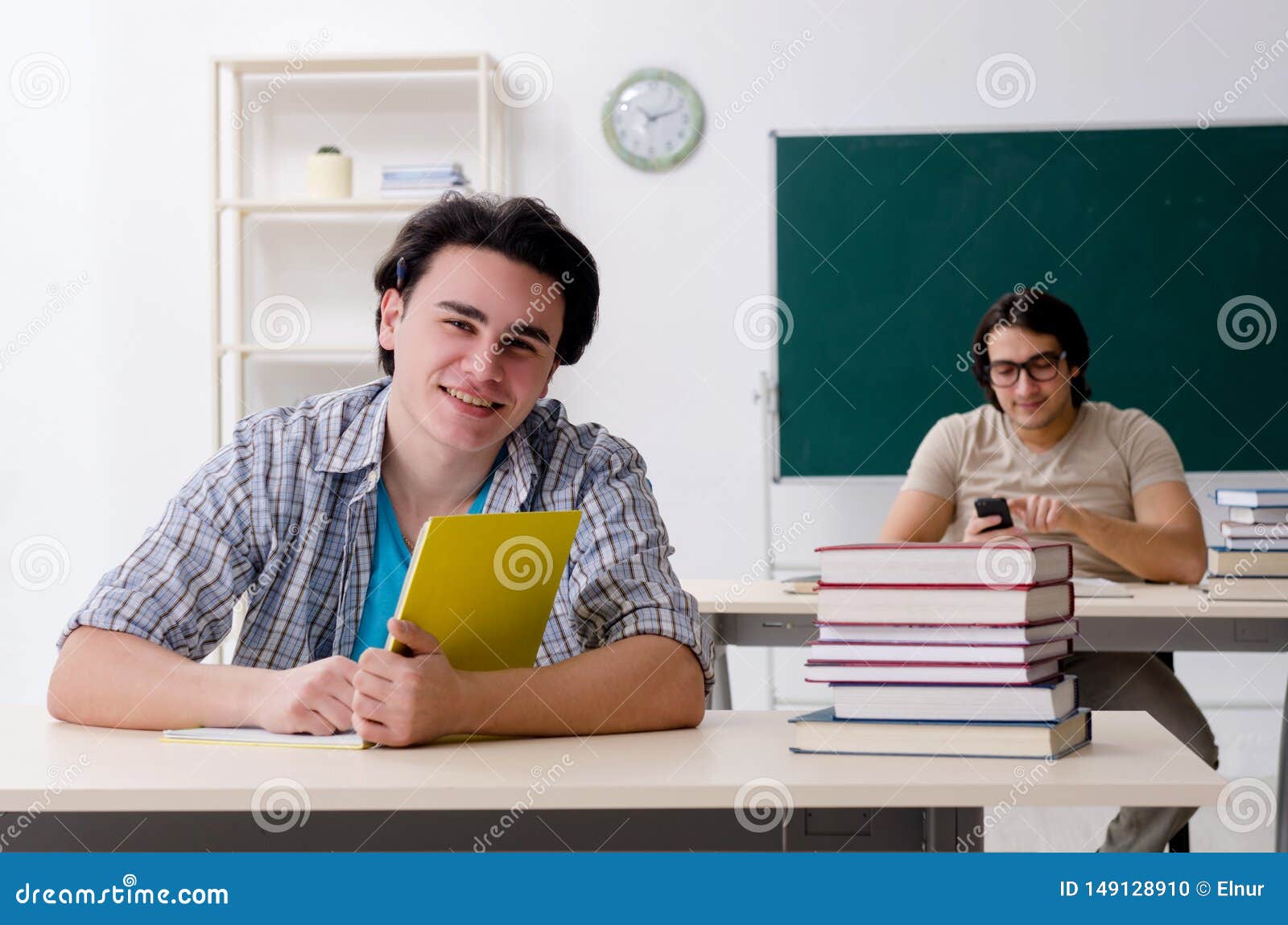 The Two Male Students in the Classroom Stock Photo - Image of revision ...