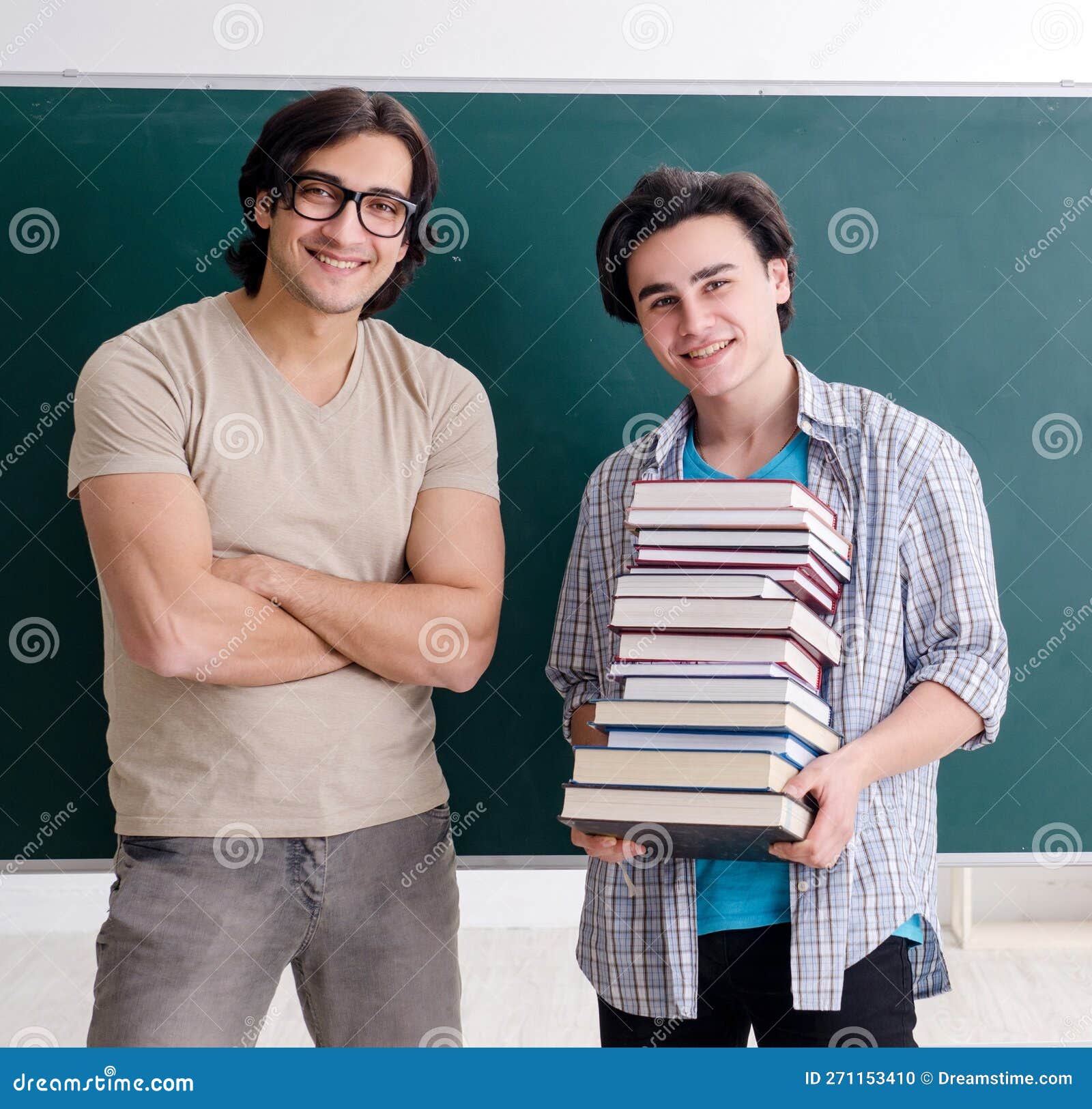 Two Male Students in the Classroom Stock Photo - Image of revising ...