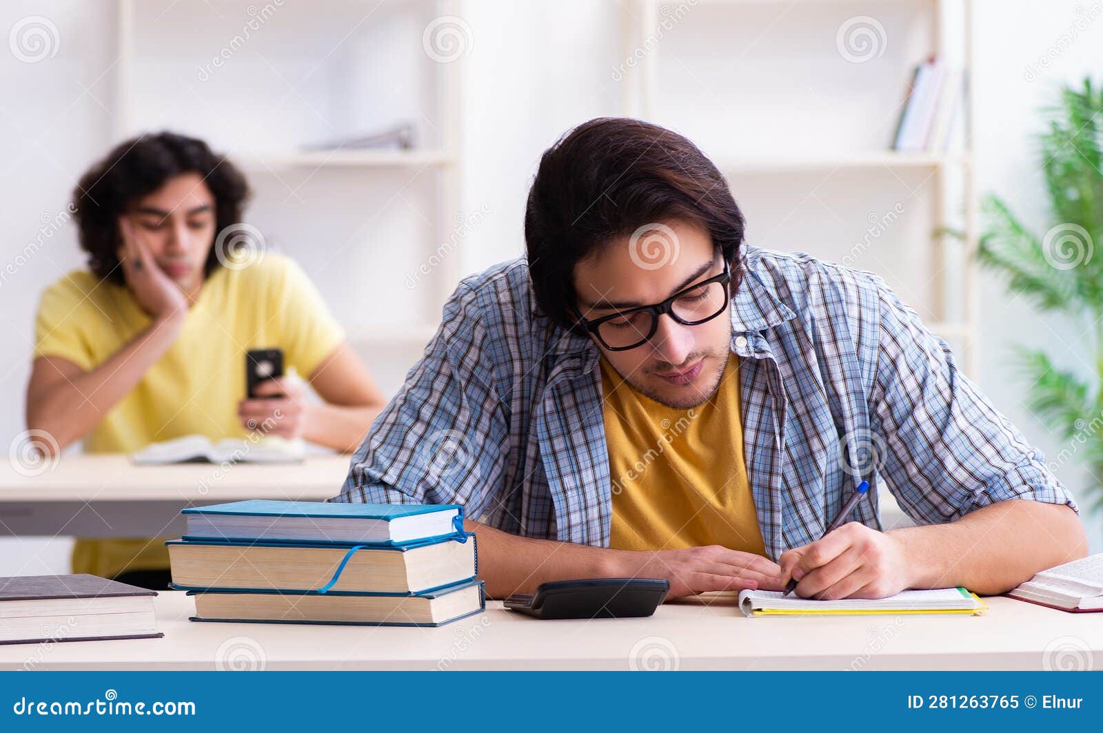 Two Male Students in the Classroom Stock Image - Image of learning ...