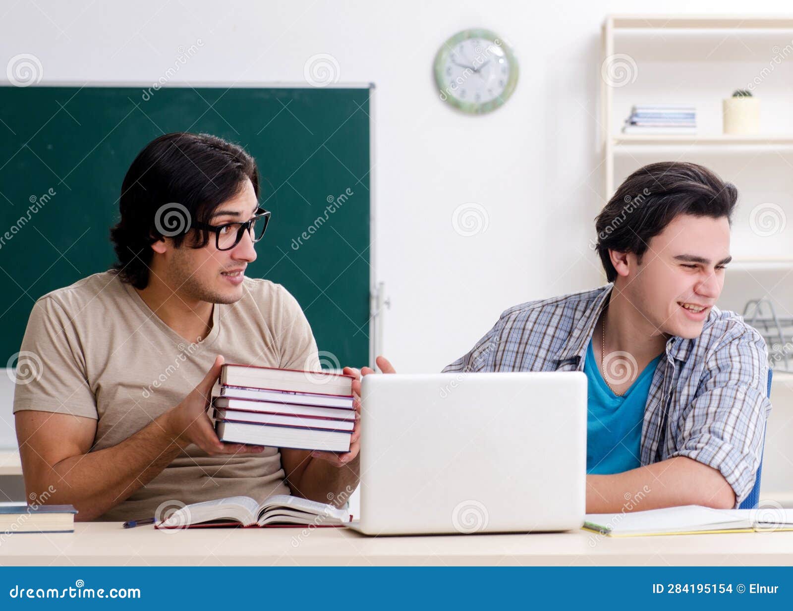 Two Male Students in the Classroom Stock Photo - Image of distance ...