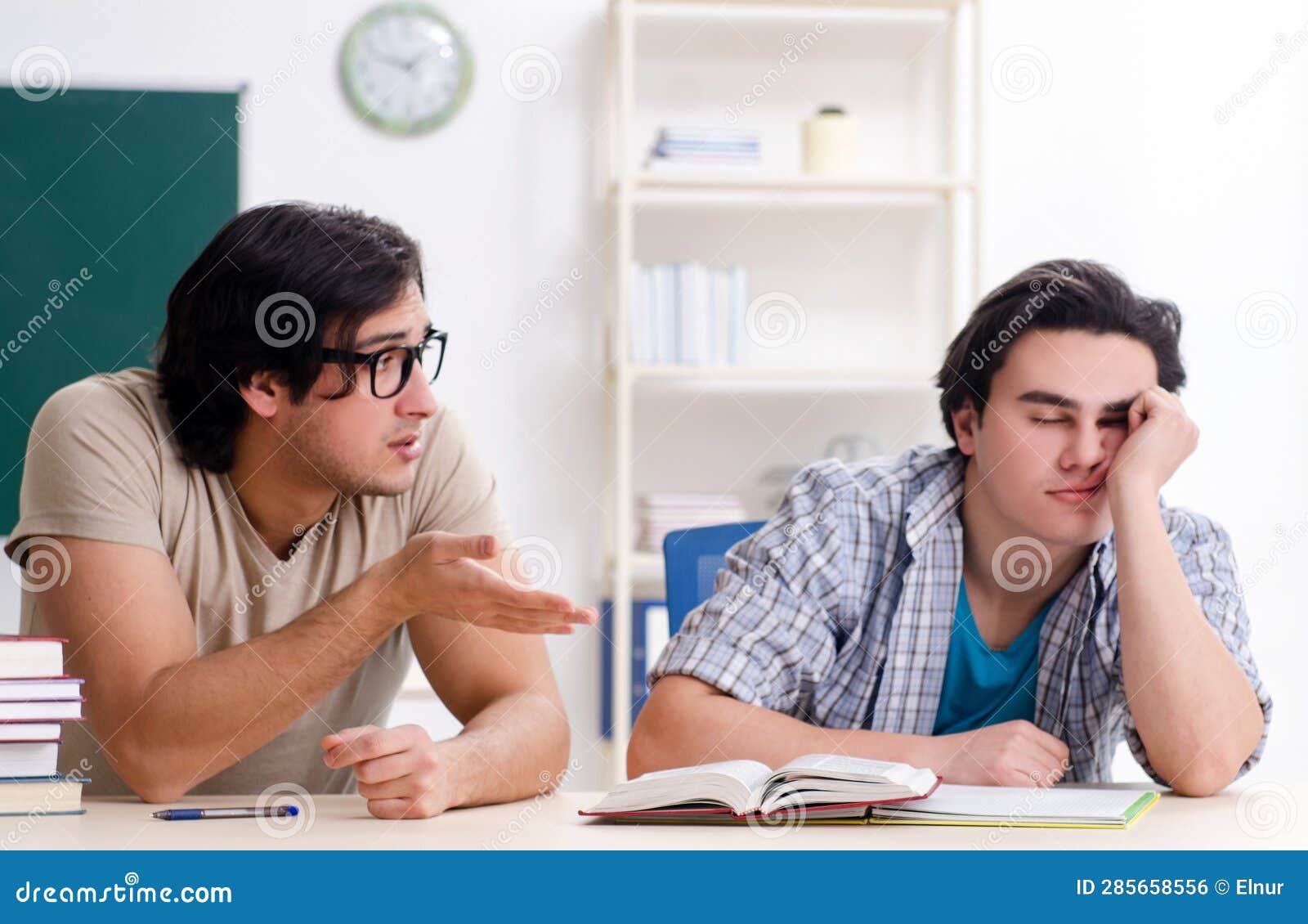 Two Male Students in the Classroom Stock Photo - Image of exam ...