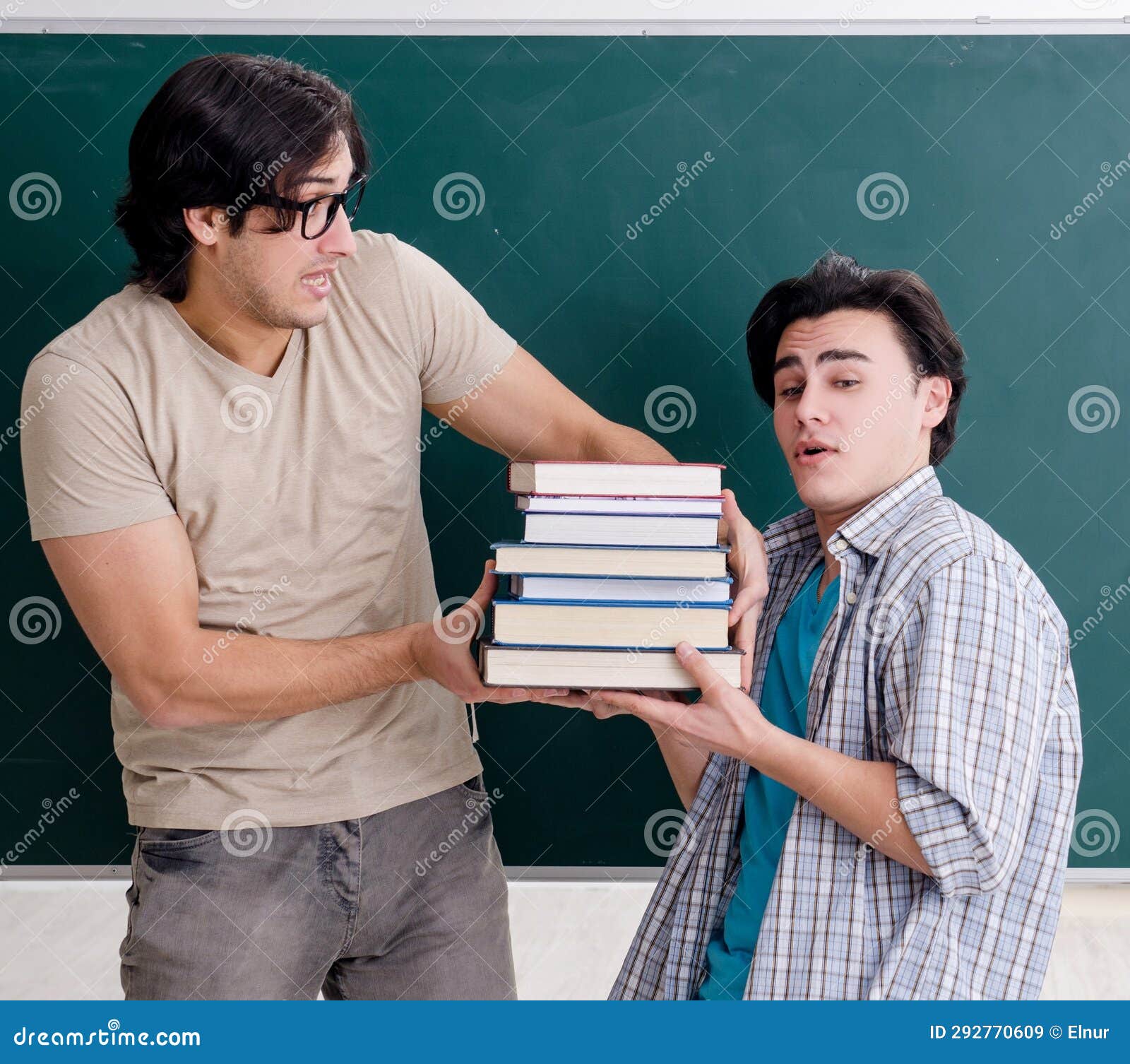 Two Male Students in the Classroom Stock Image - Image of revision ...