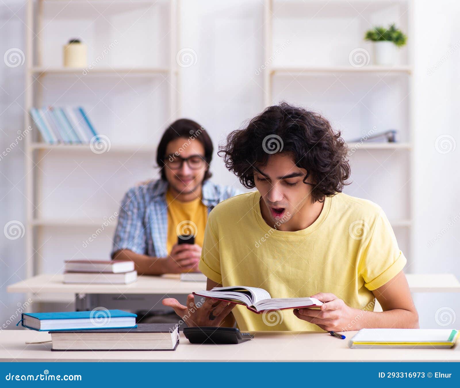 Two Male Students in the Classroom Stock Image - Image of learn, exam ...