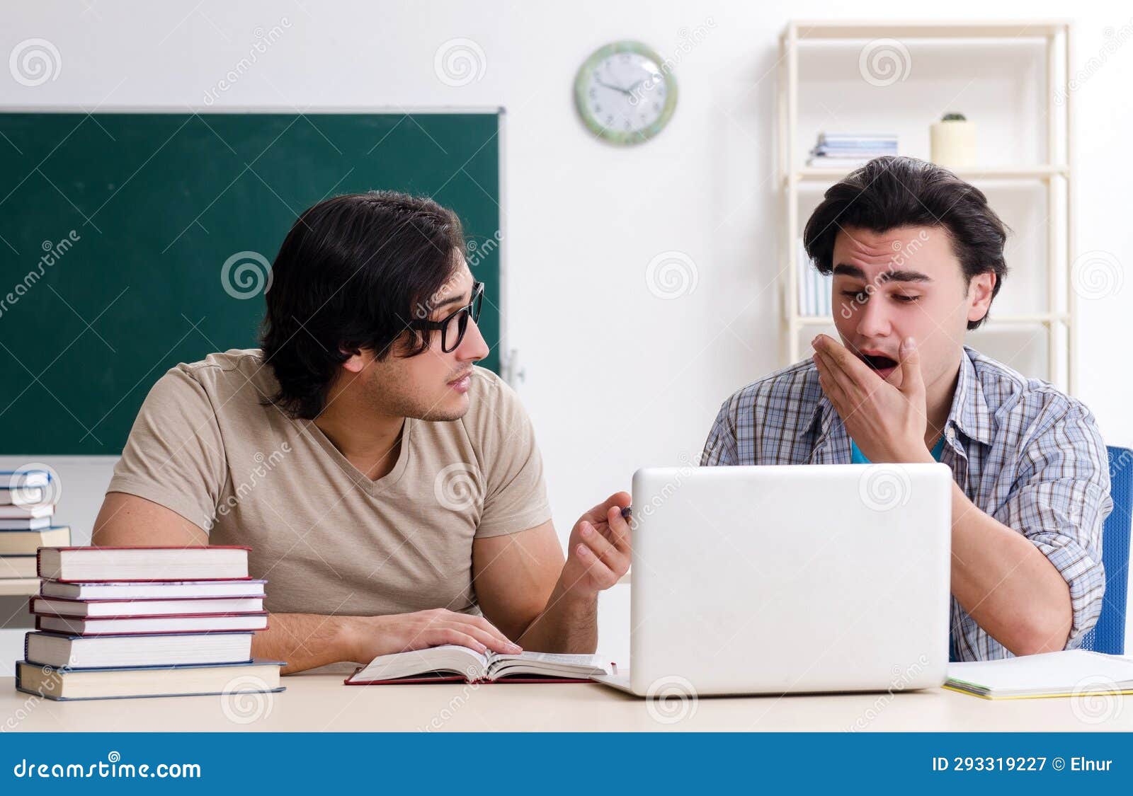 Two Male Students in the Classroom Stock Image - Image of classmates ...