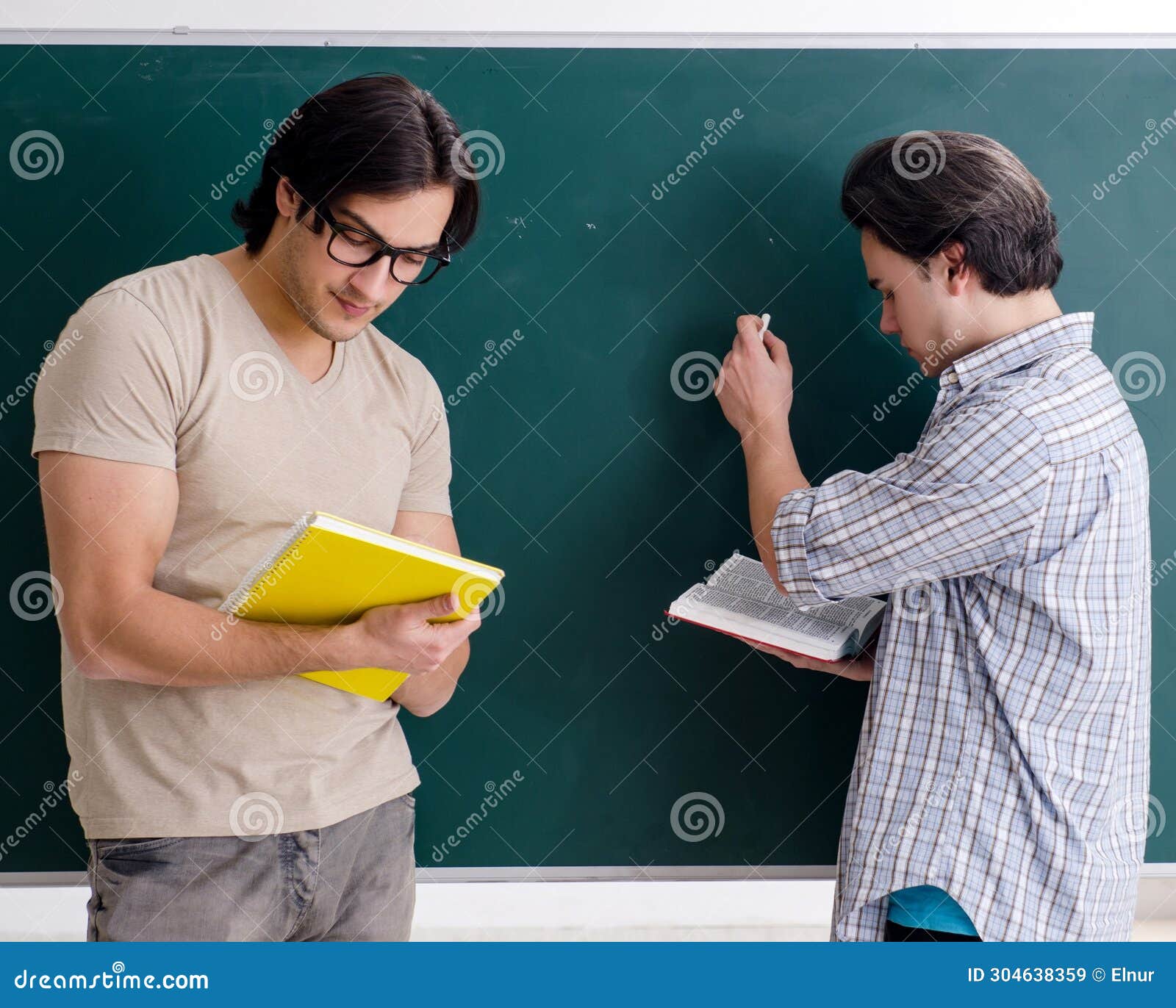 Two Male Students in the Classroom Stock Image - Image of board ...