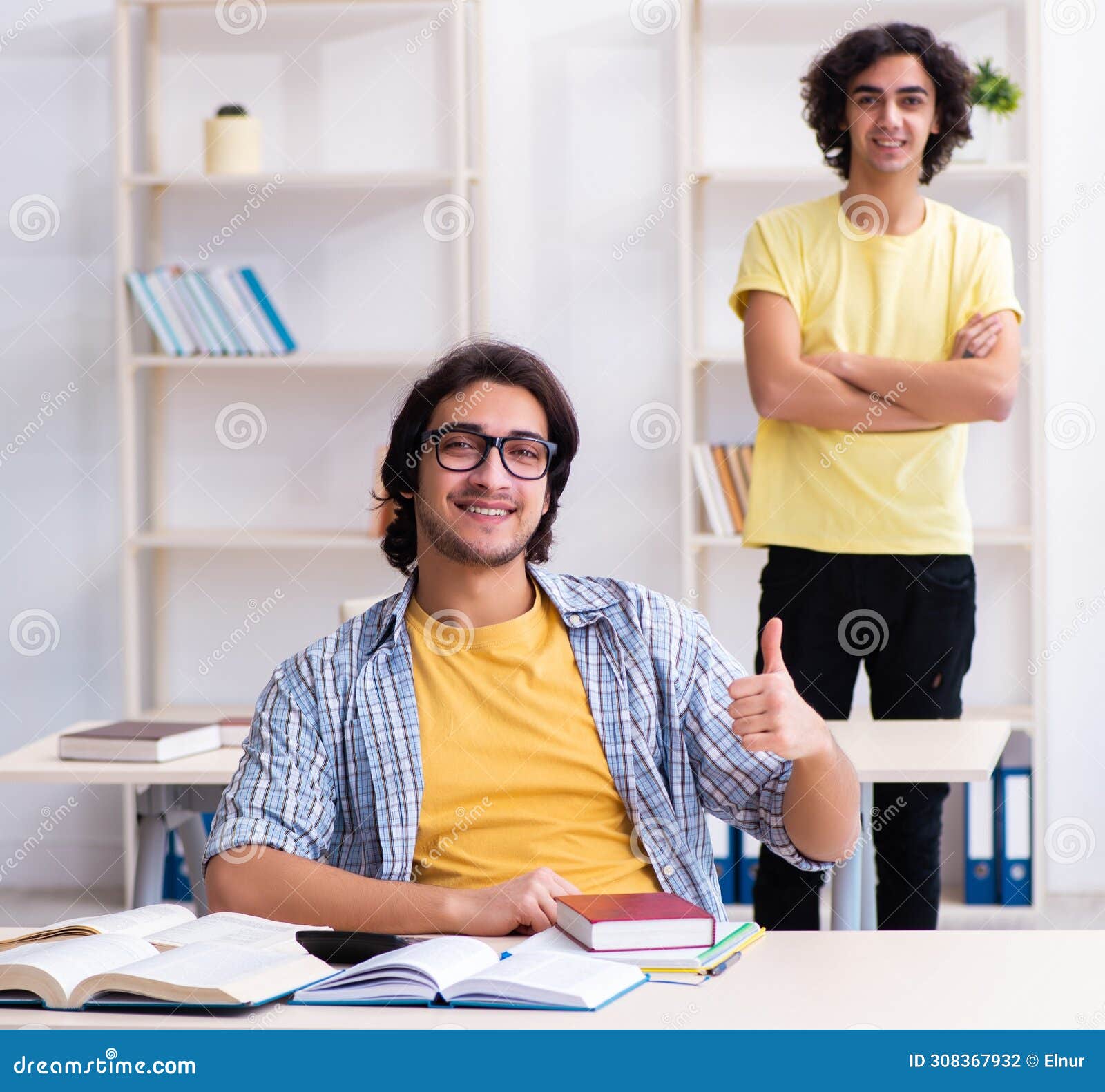 Two Male Students in the Classroom Stock Photo - Image of graduate ...
