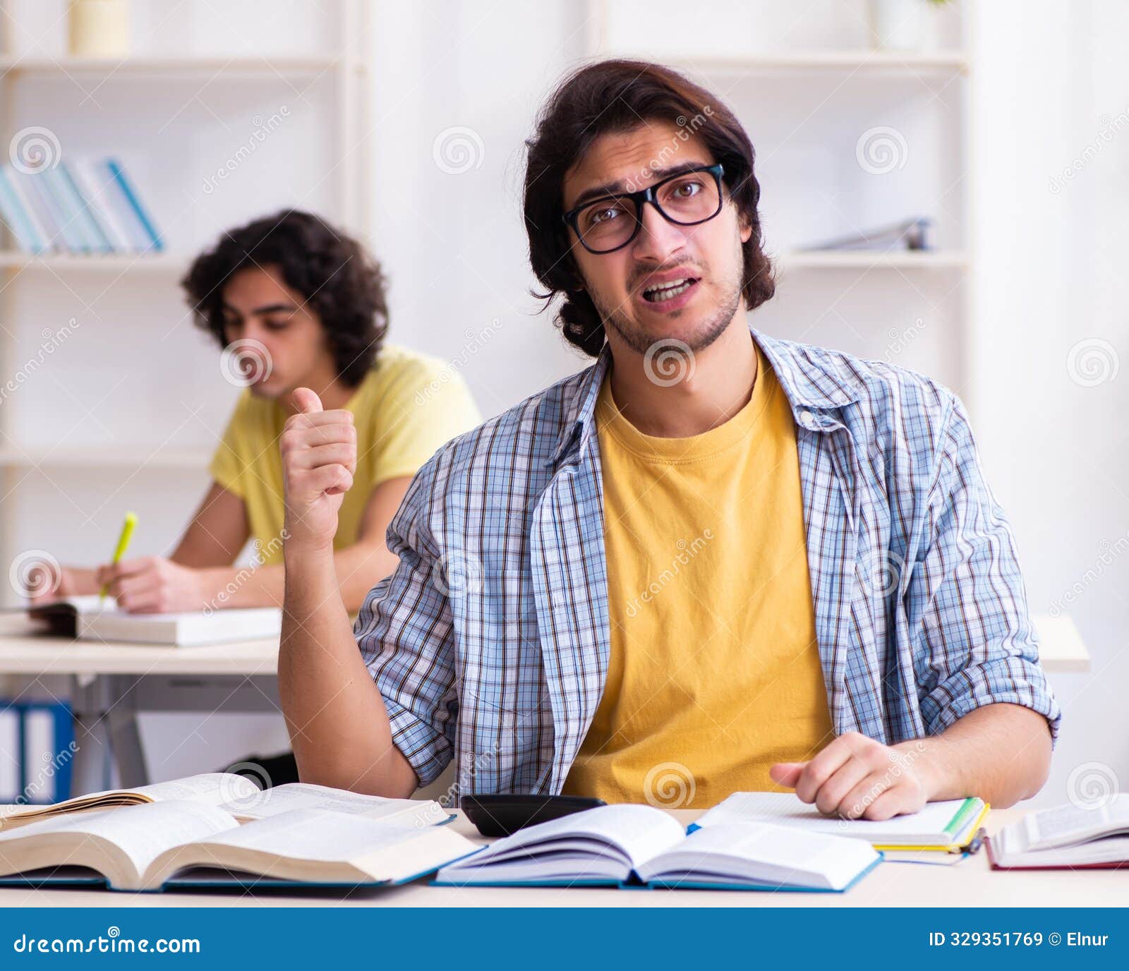 Two Male Students in the Classroom Stock Image - Image of research ...