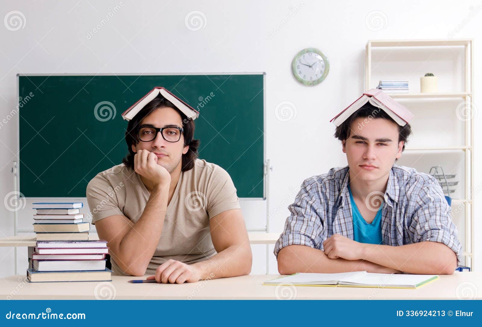 Two Male Students in the Classroom Stock Image - Image of classmates ...