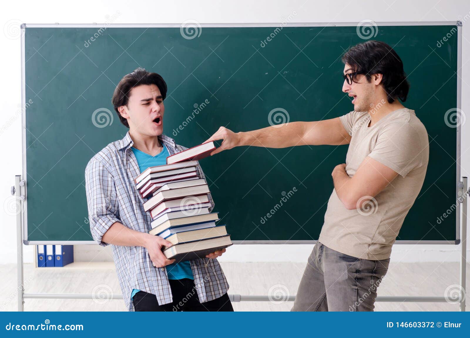 The Two Male Students in the Classroom Stock Photo - Image of ...
