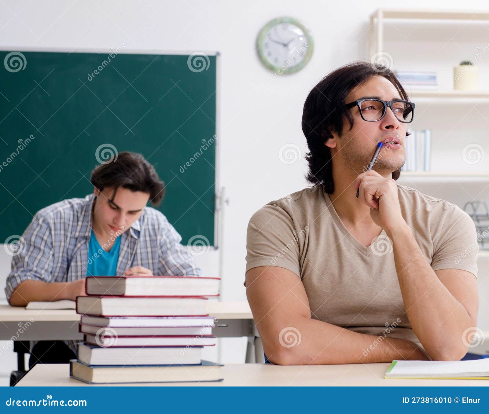 Two Male Students in the Classroom Stock Photo - Image of books ...