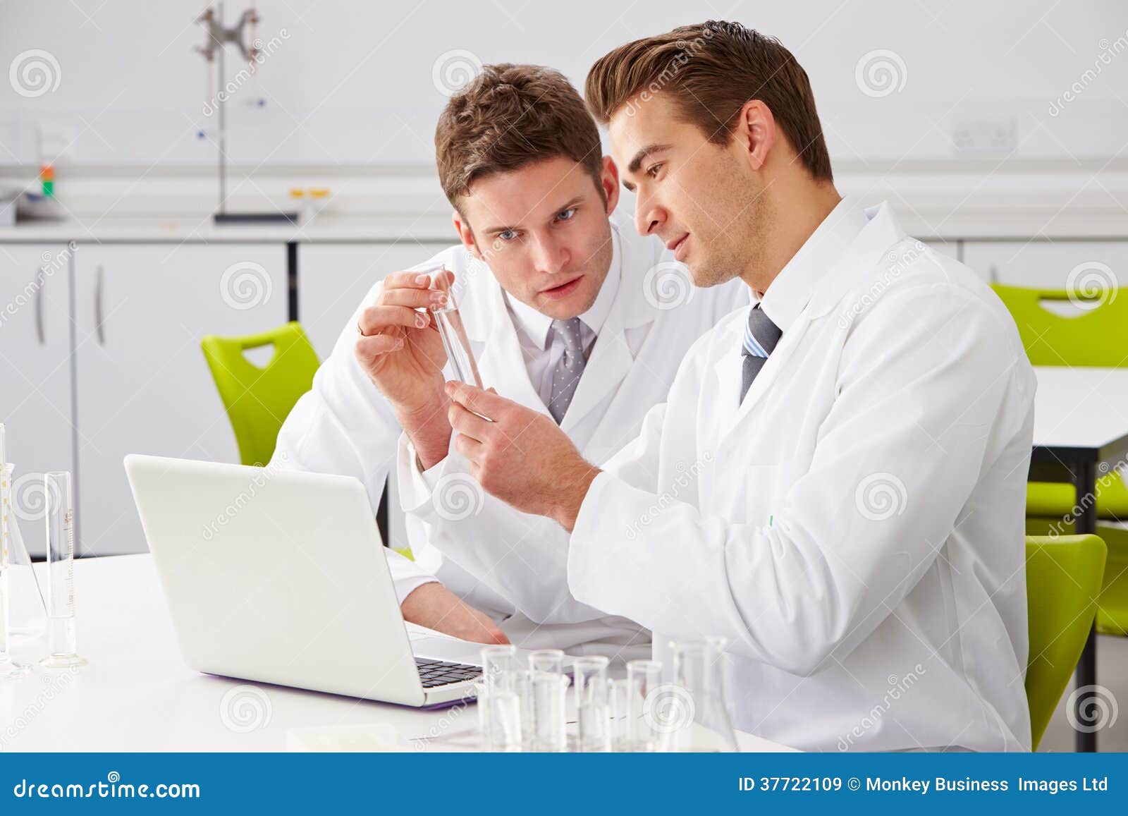 Two Male Technicians Working in Laboratory Stock Image - Image of ...