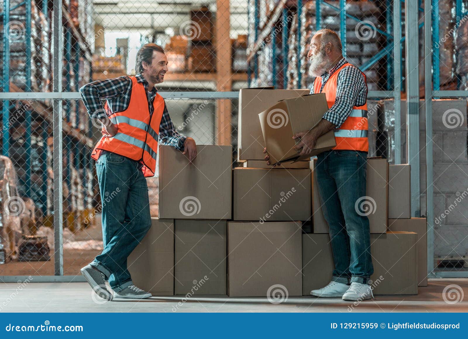 Warehouse Workers with Boxes Stock Image - Image of adult, coworkers ...