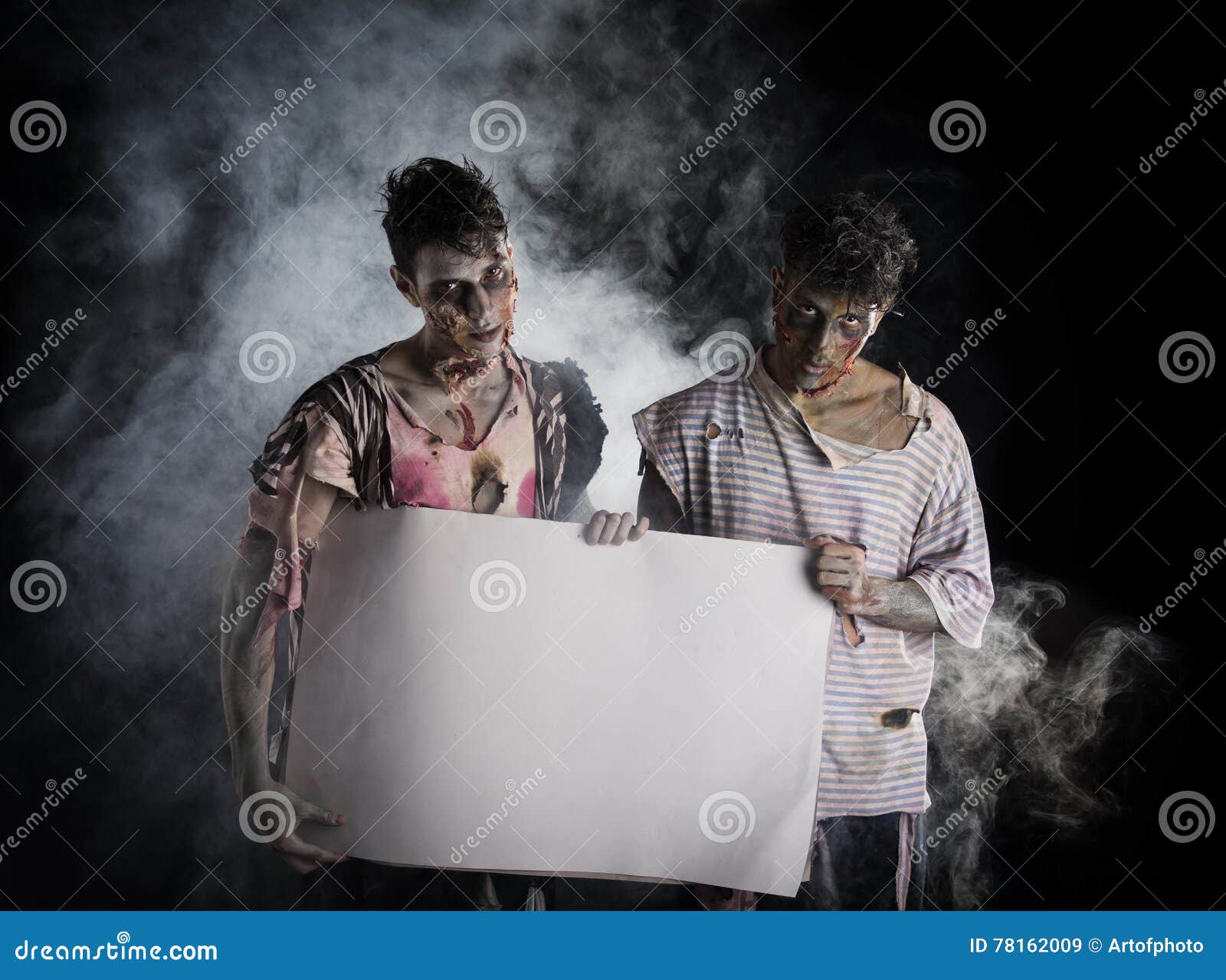 Two Male Zombies Standing In Empty City Street Stock Photography ...