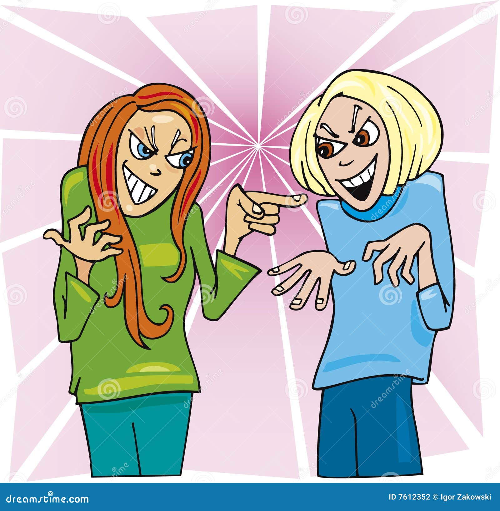 Two malicious girls stock vector. Illustration of drawing - 7612352