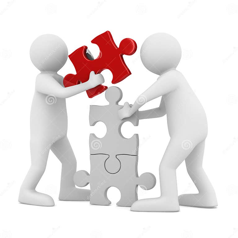 Two Man Build Puzzle on White Stock Illustration - Illustration of ...