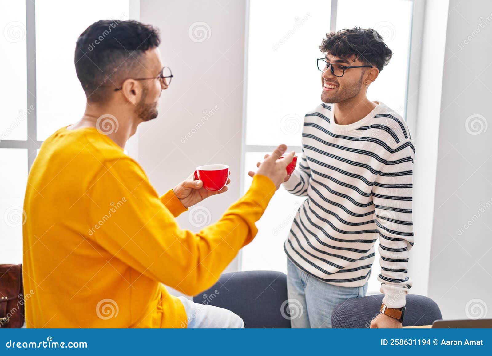 Two Man Business Workers Drinking Coffee at Office Stock Photo - Image ...