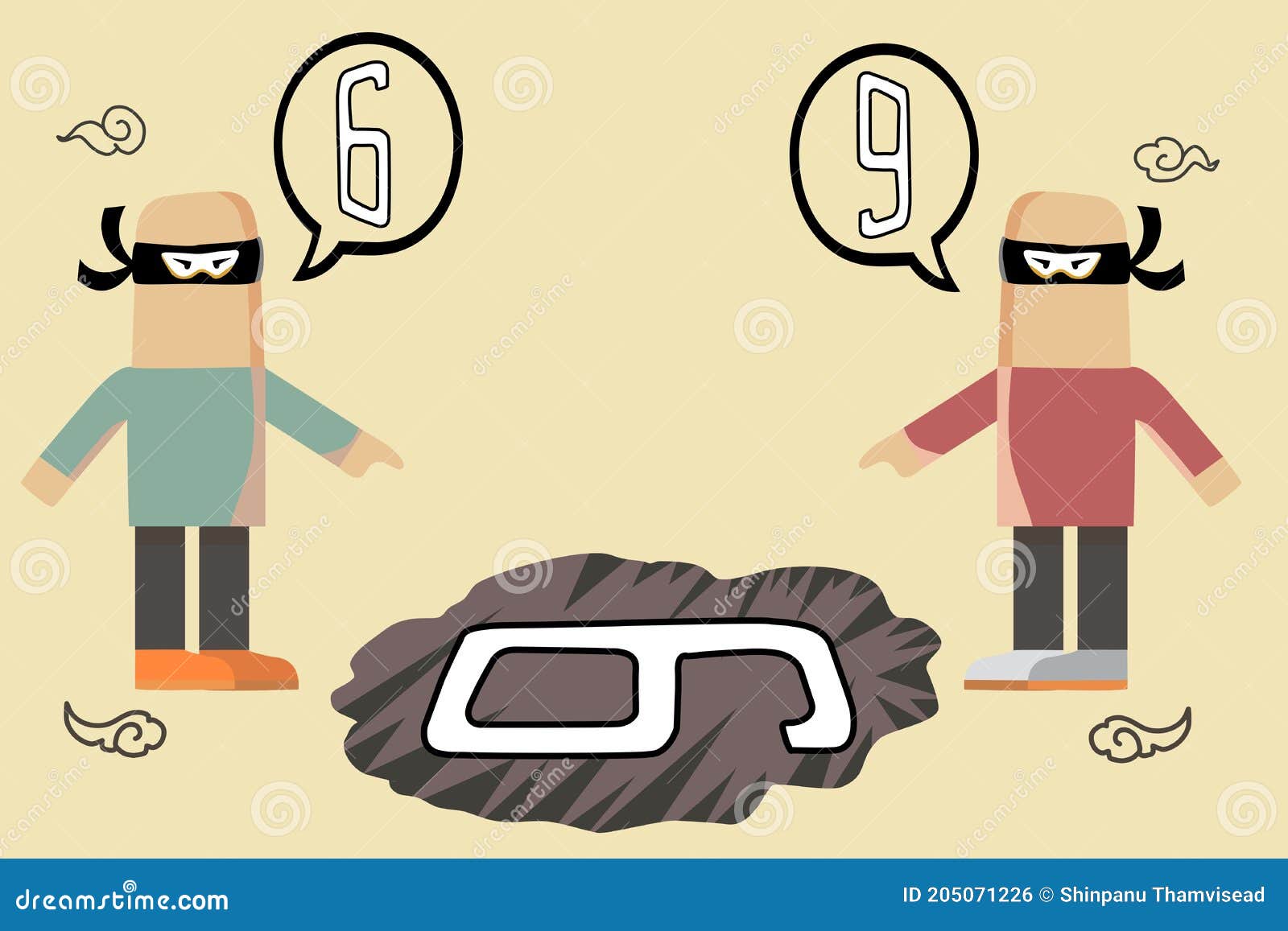 Two Man Confused Number Six or Nine ?. Think Differently Stock Vector ...