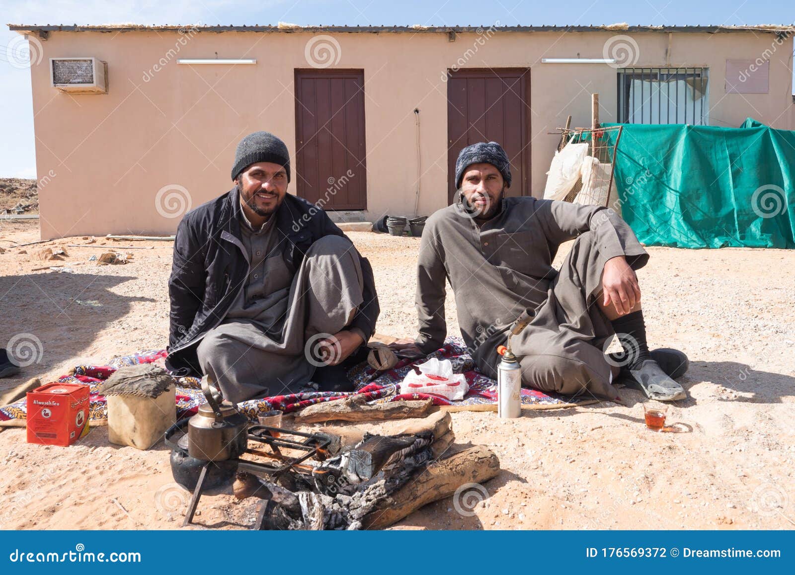 Two Man in Desert Drinking Tea Editorial Photography - Image of next ...