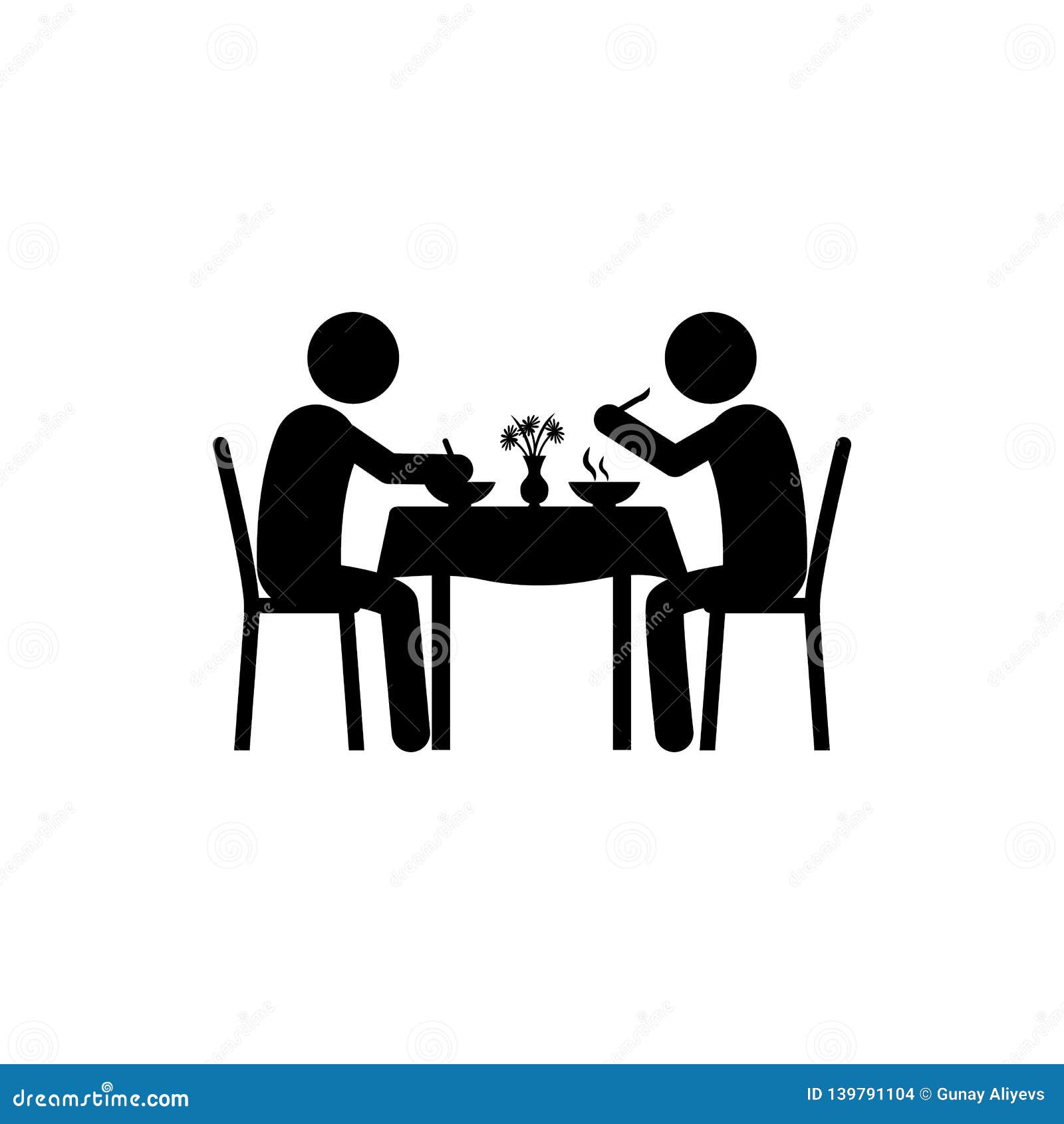 Two Man, Eating in Restaurant Icon. Element of Dinner in a Restaurant ...