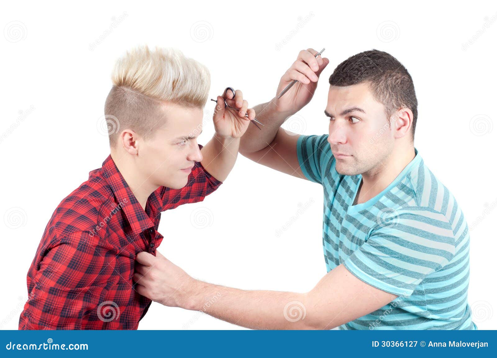 Two Man Fighting with Scissors Stock Image - Image of attractive ...