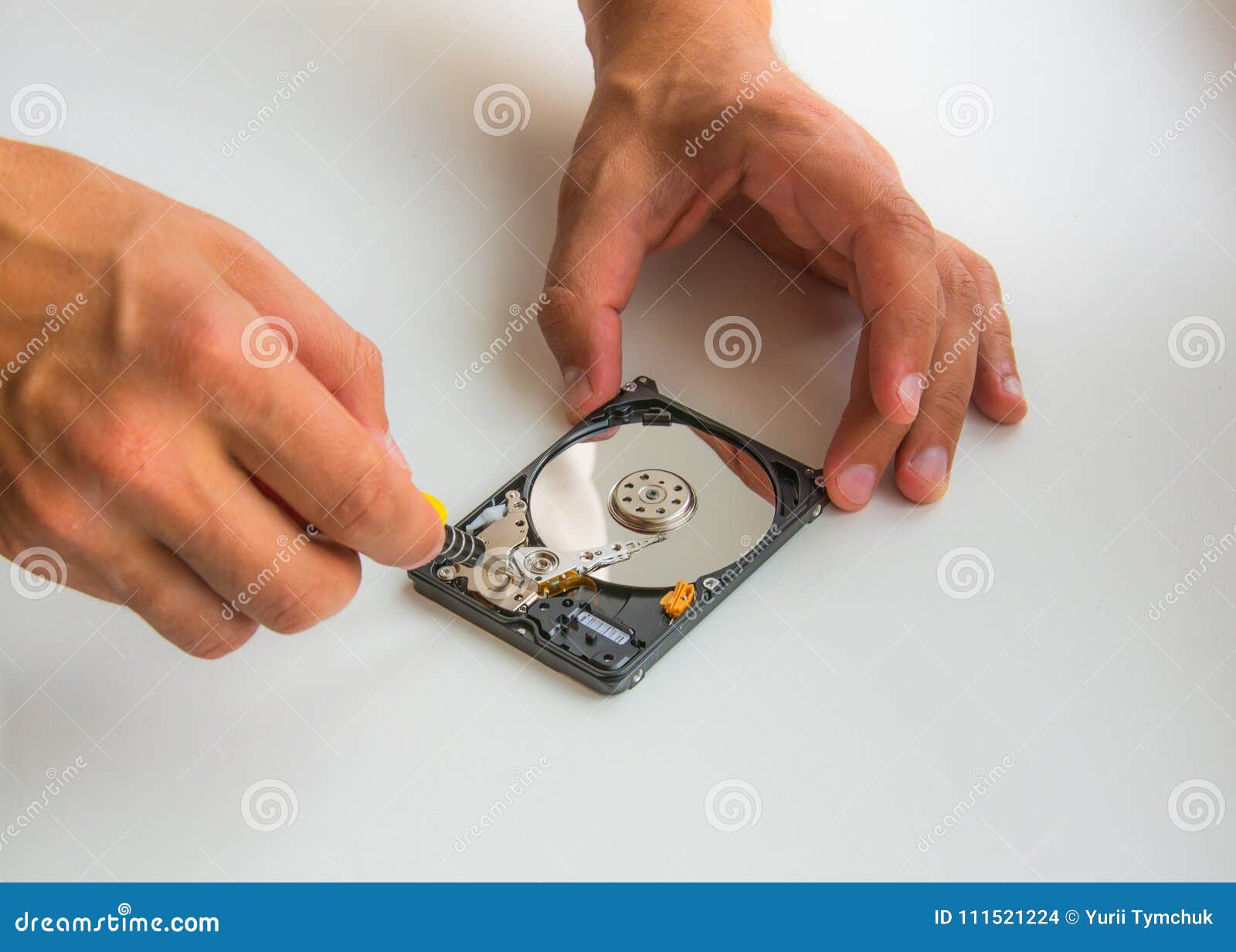 Fixing Damaged Hard Disc Using Screwdriver Stock Photo - Image of data ...