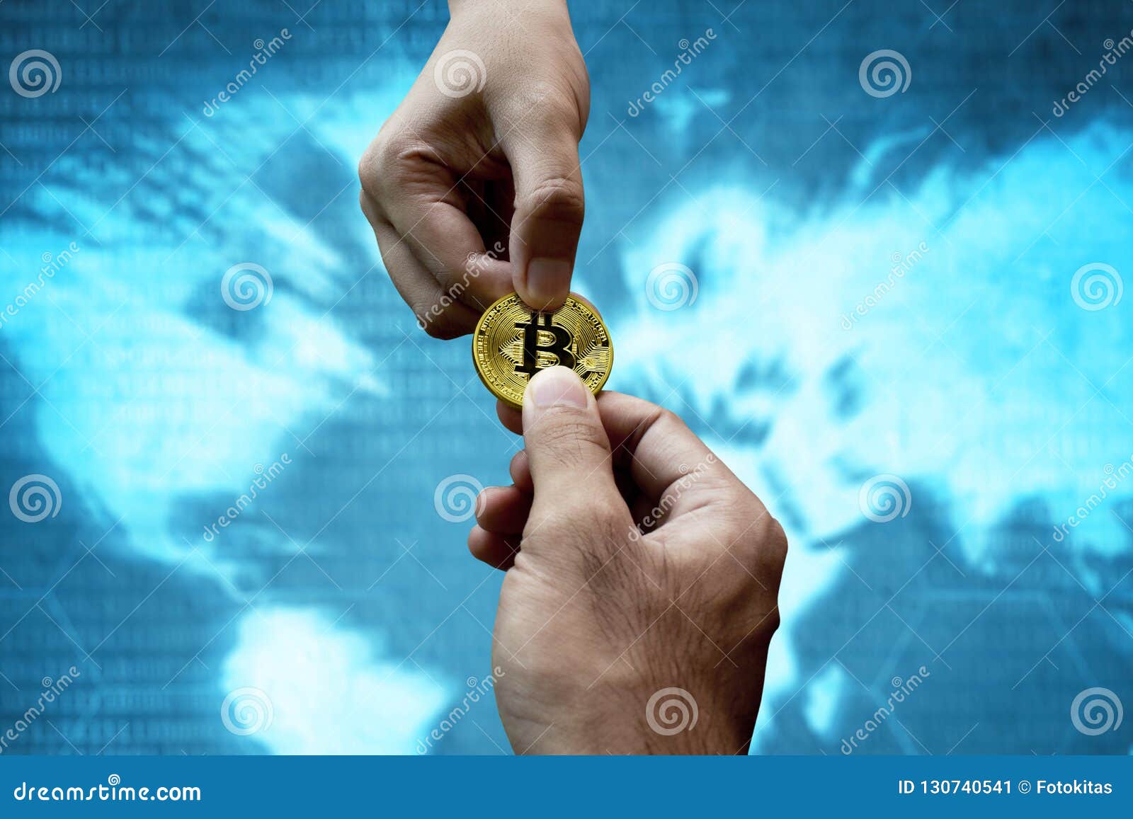 Two Man Hands Holding Bitcoin Stock Image - Image of business, bank ...