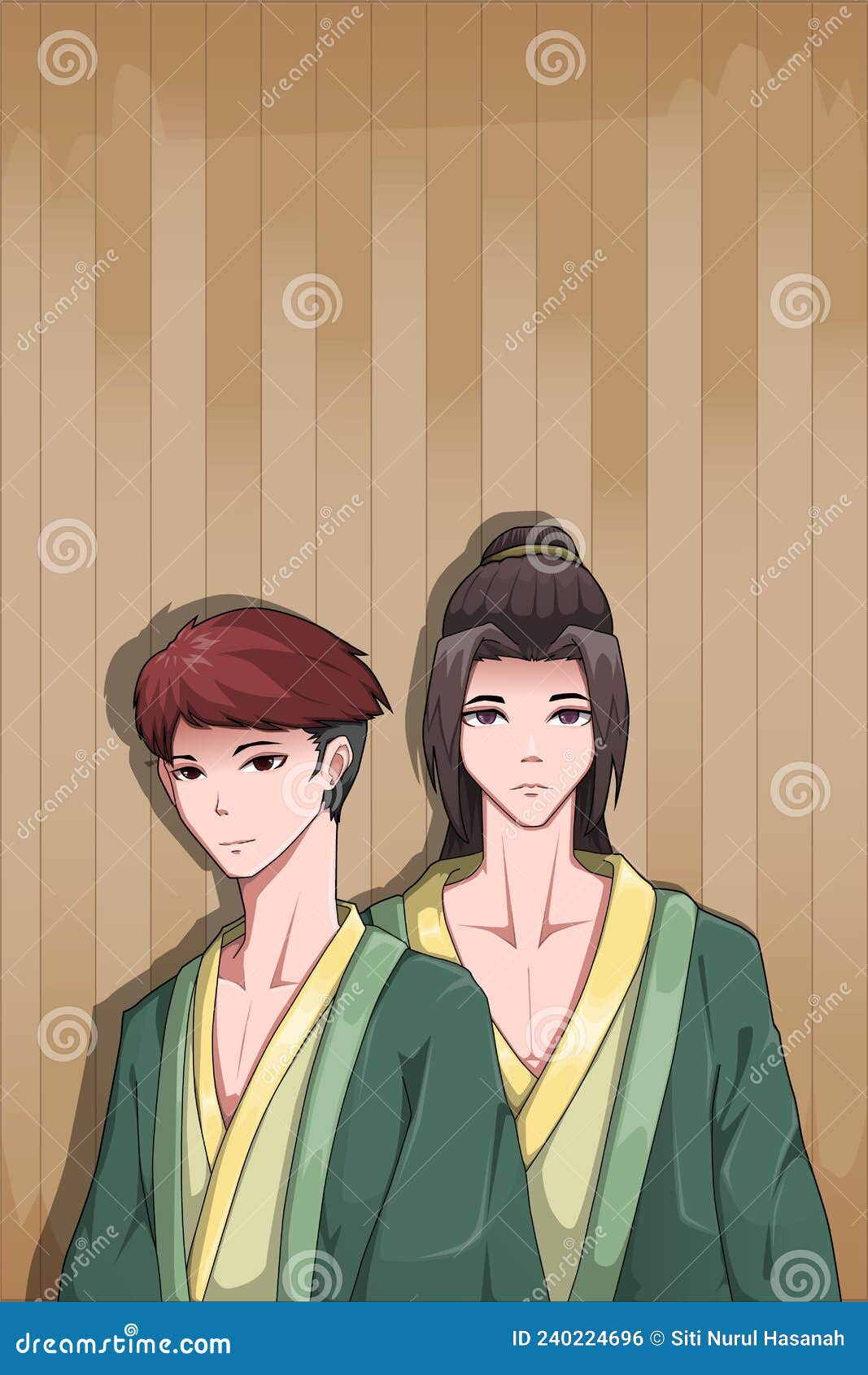 Two Man in a Hot Spring Character Illustration Stock Vector ...