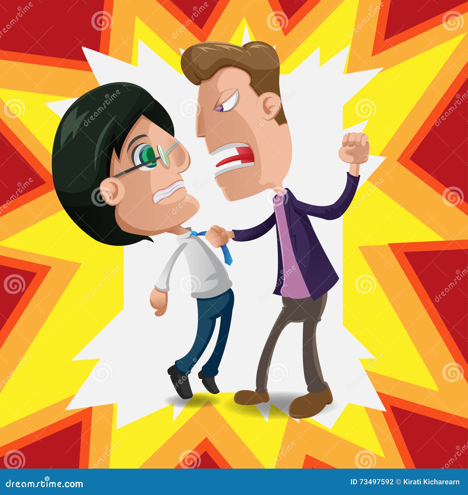 Two Man Intimidate Fight Cartoon Vector Stock Illustration ...