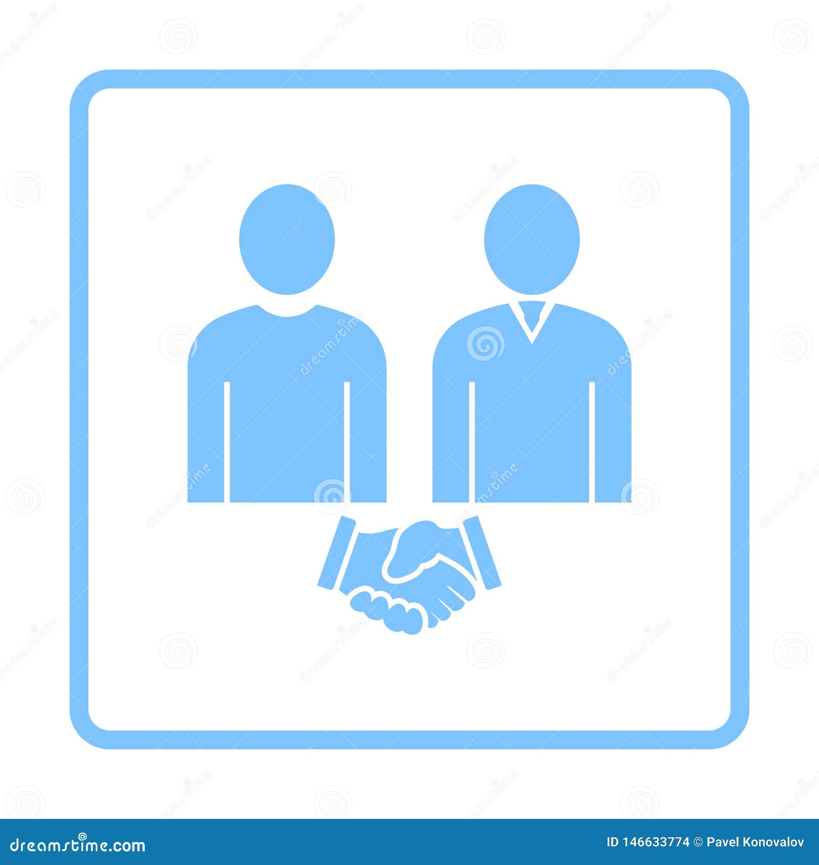 Two Man Making Deal Icon stock vector. Illustration of blue - 146633774
