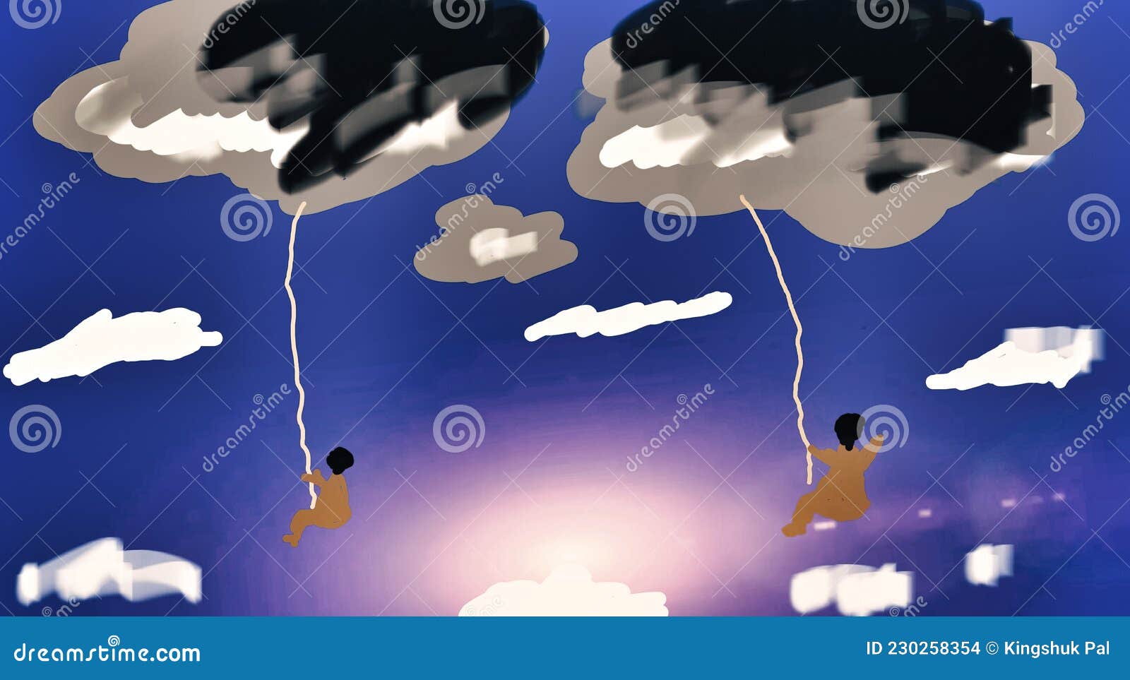 Two Man Playing with Clouds on the Sky, and they are Swing. on ...