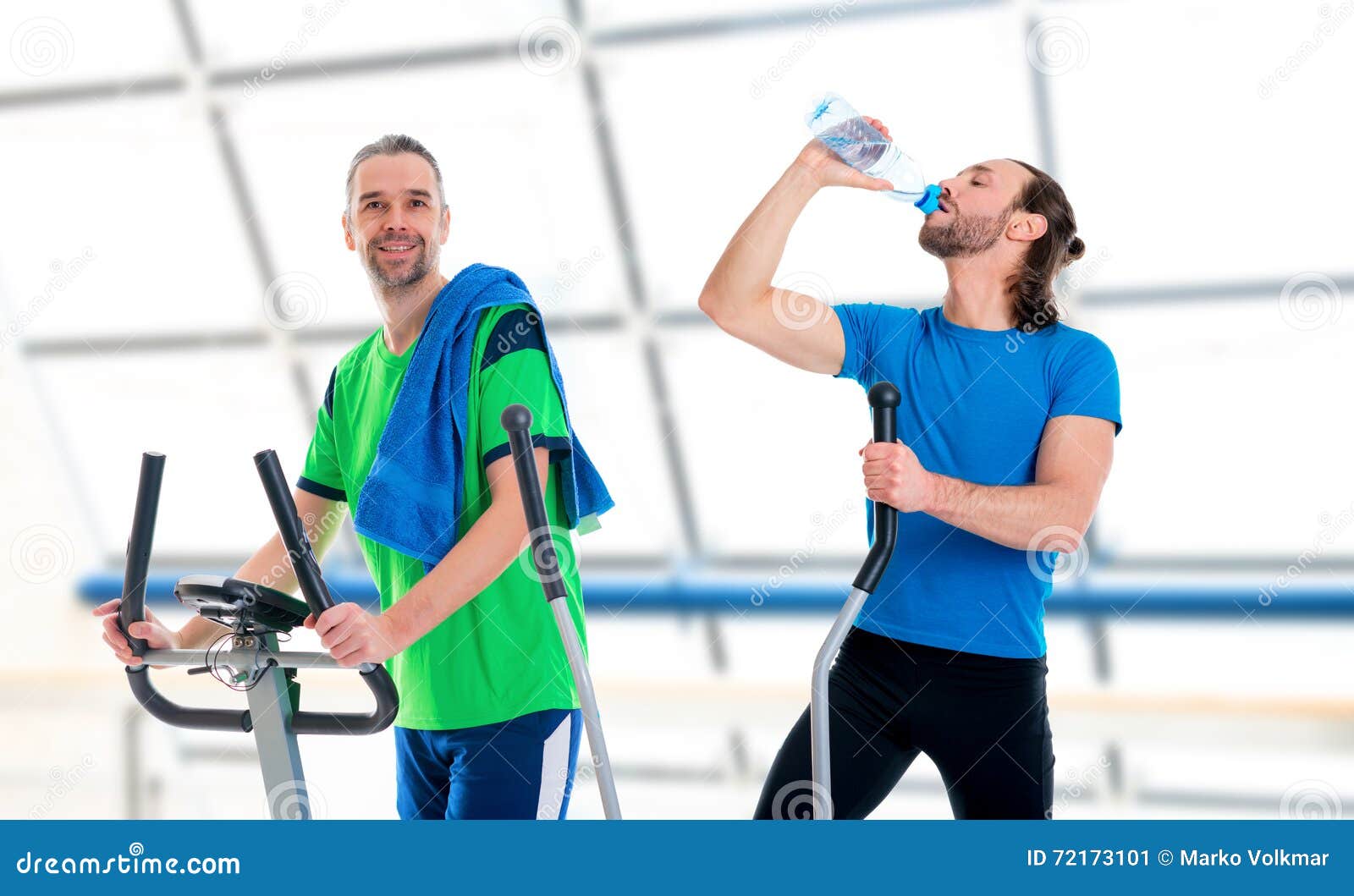 Two Man Train with Fitness Machine Stock Image - Image of athlete ...