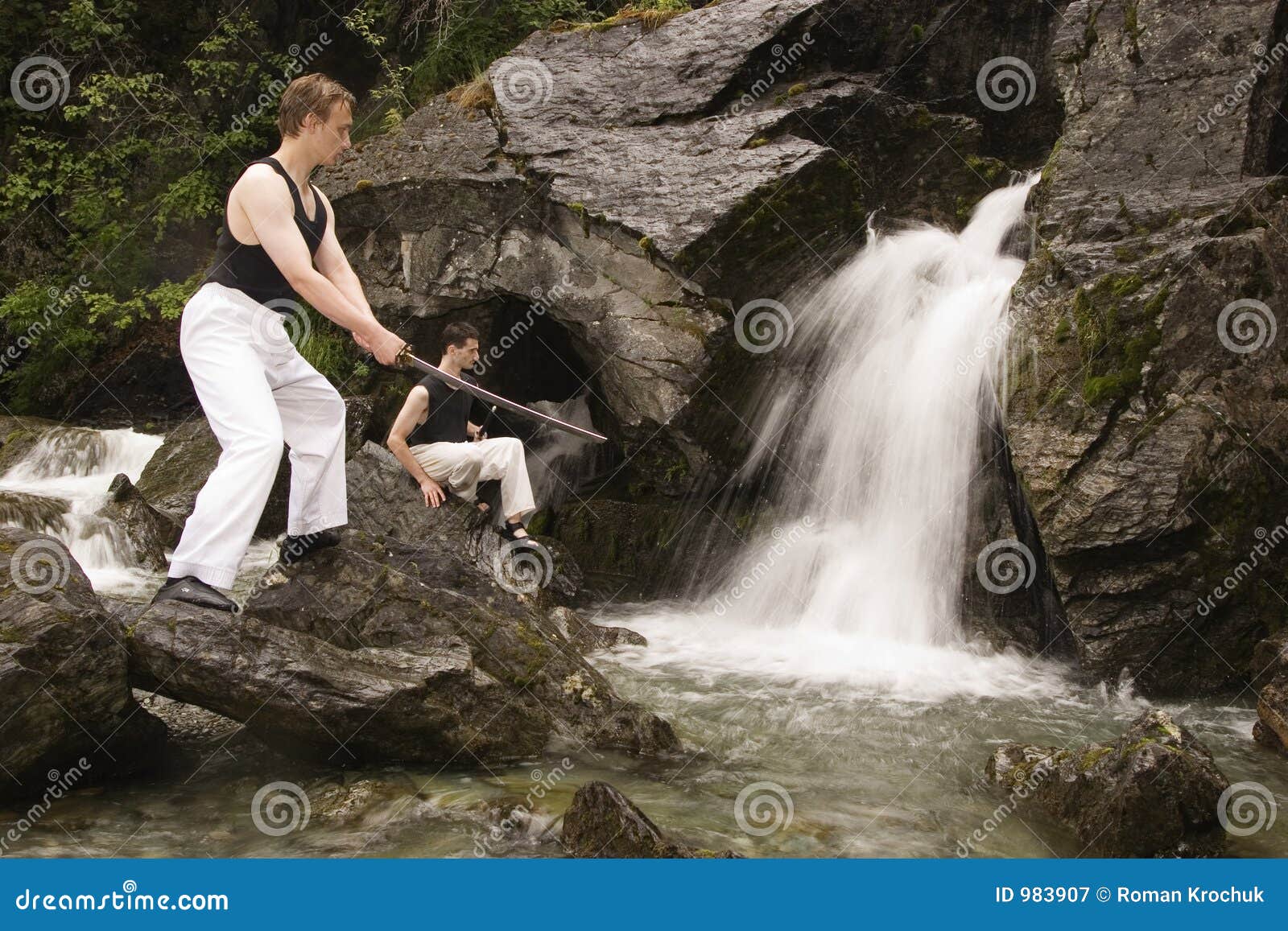 Two Man Training At Waterfalls Picture. Image: 983907