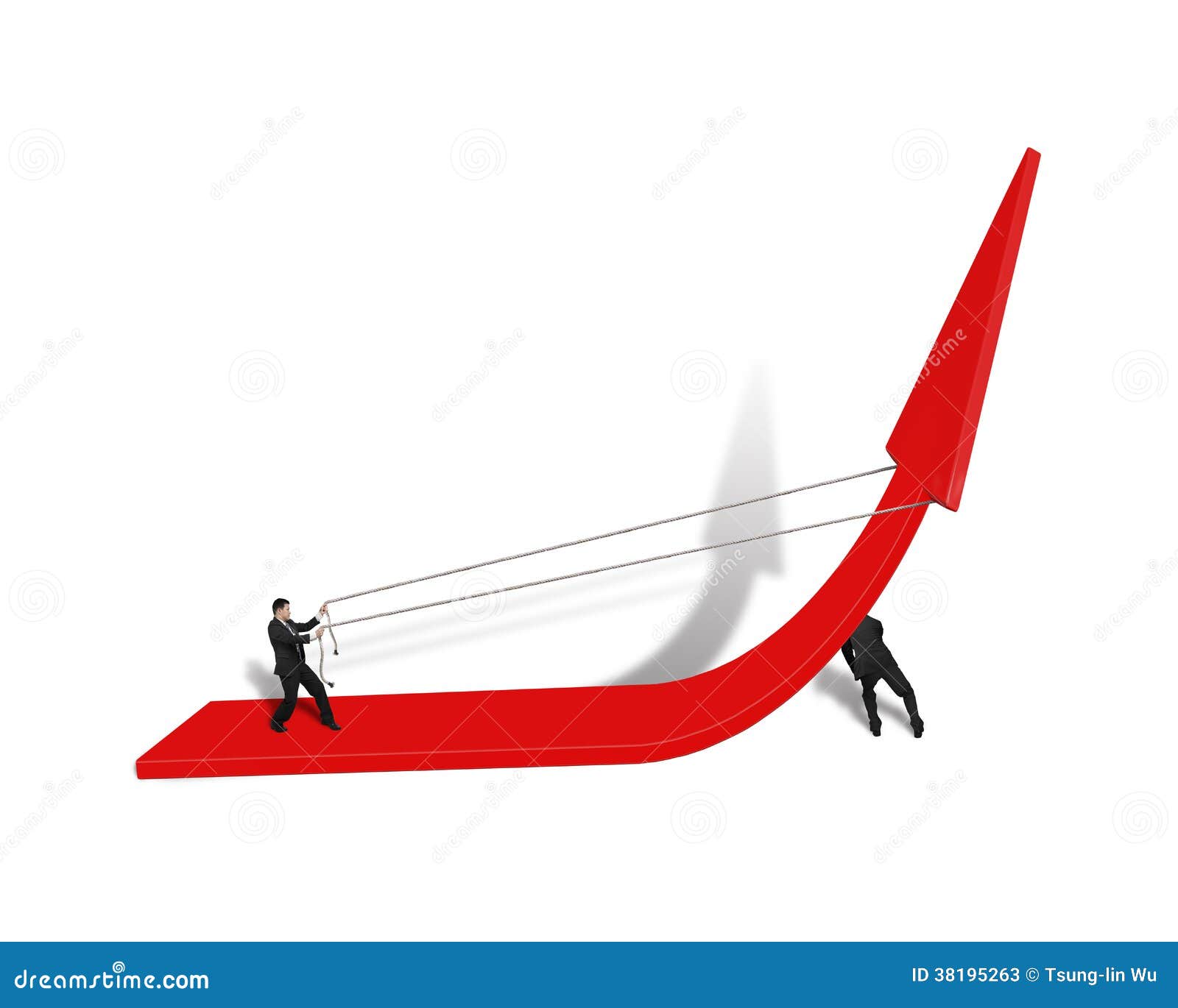 Two Man Trying To Rise Red Arrow Up Stock Illustration - Illustration ...
