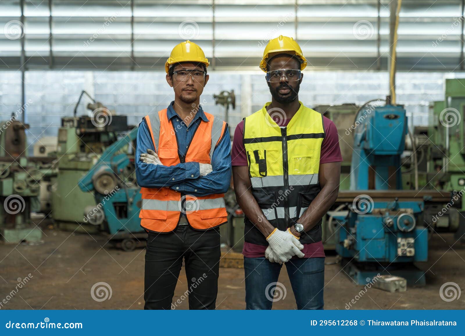 Two Man are Working in Industrial Plants. Manufacturing Instrument ...