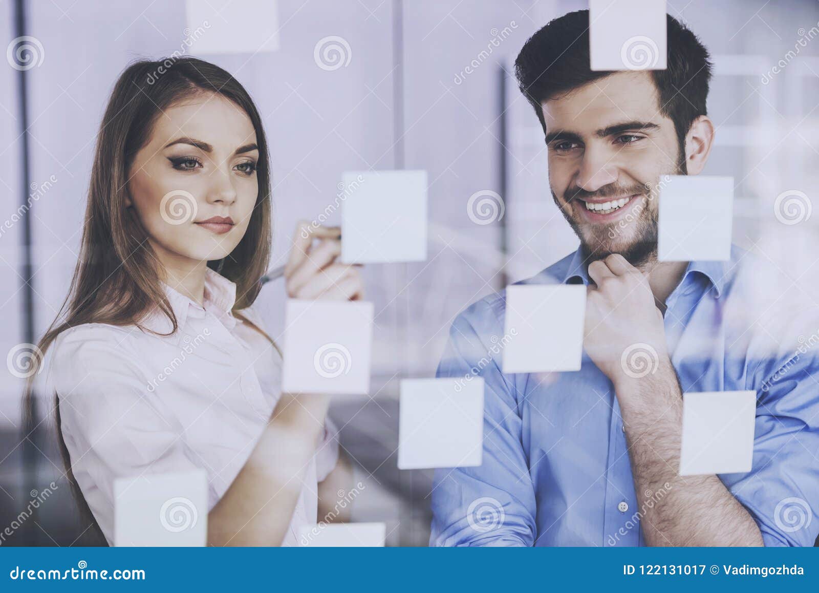 Two Managers Think about Presentation of Startup. Stock Image - Image ...