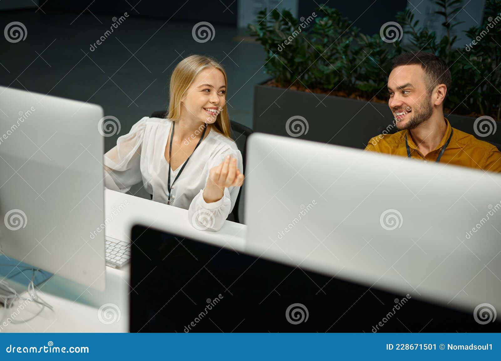Two Managers Works on Computers in it Office Stock Image - Image of ...