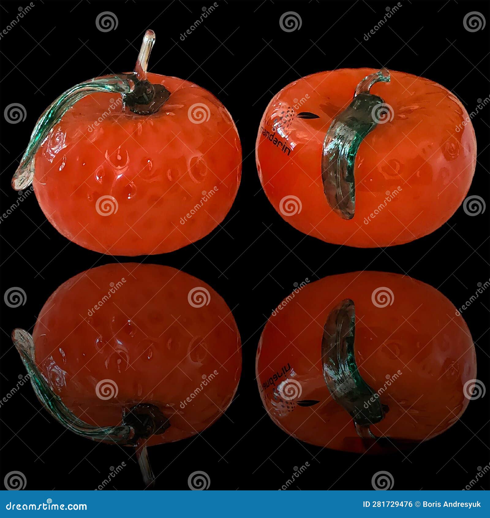 Two Mandarins with a Reflection on a Black Background Stock Photo ...