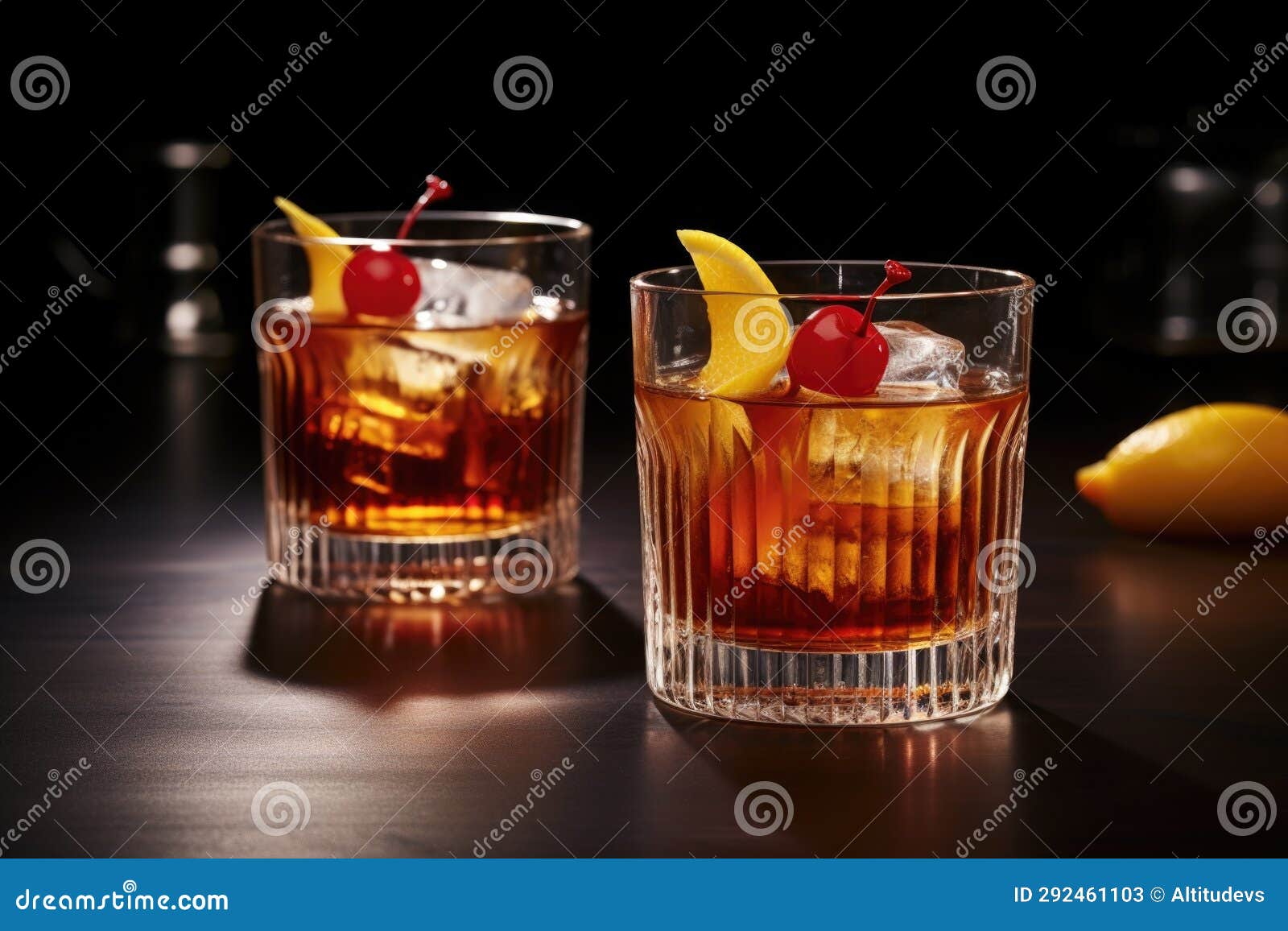 Two Manhattan Cocktails Clinking Together Stock Image - Image of ...