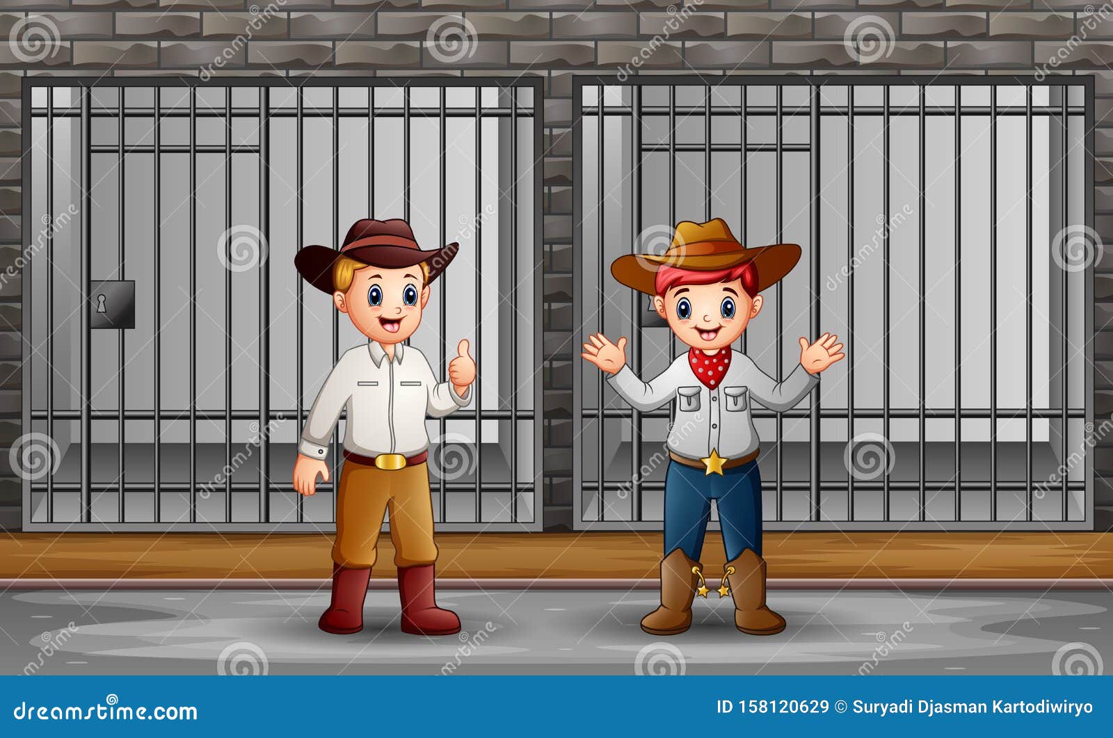Two Mans Guarding a Prison Cell Stock Vector - Illustration of clip ...