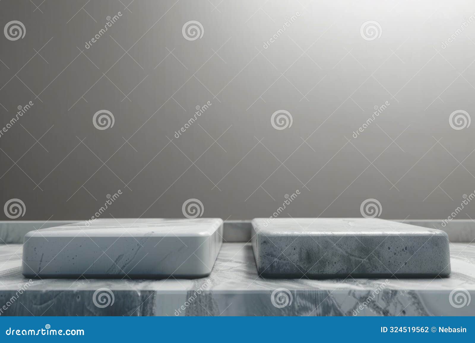 Two Marble Platforms Sit Side-by-side Against a Light Gray Backdrop ...